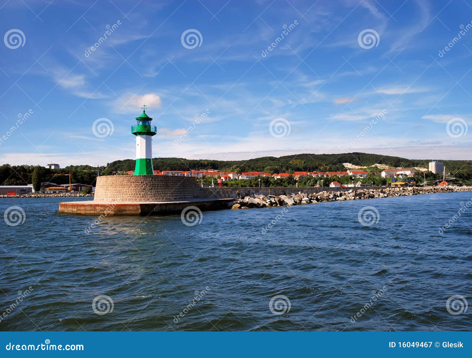 Green lighthouse stock image. Image of germany, water - 16049467