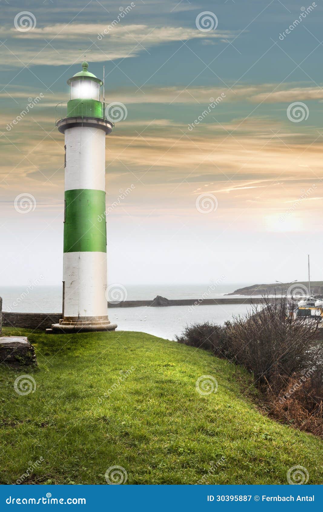Green lighthouse stock image. Image of architecture, lighthouse - 30395887