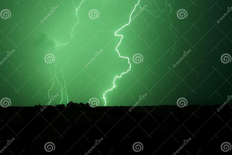 Green Lightning stock photo. Image of green, silhouette - 13268842
