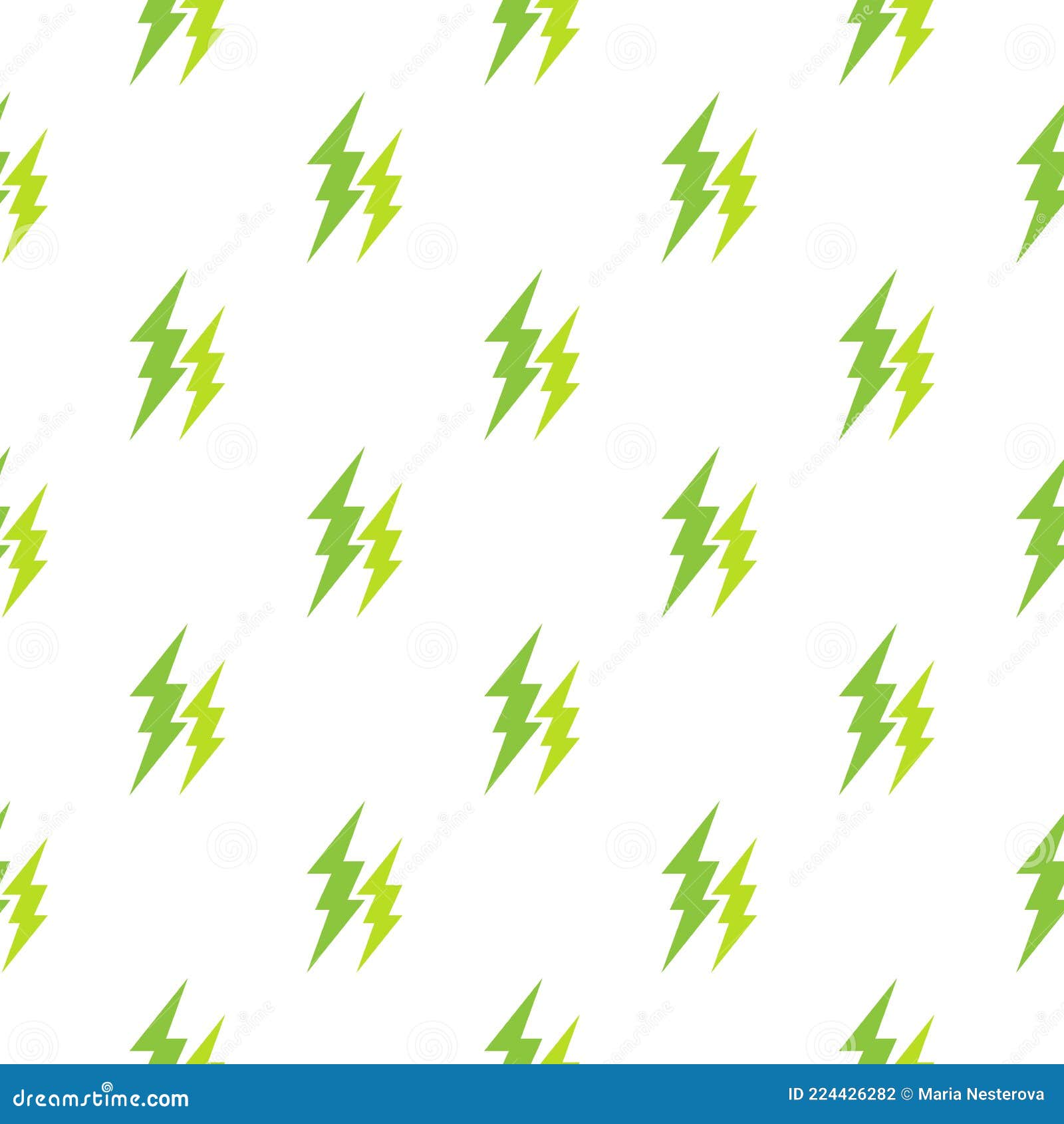Green Lightning Bolt Simple Seamless Pattern. Storm or Thunder and ...