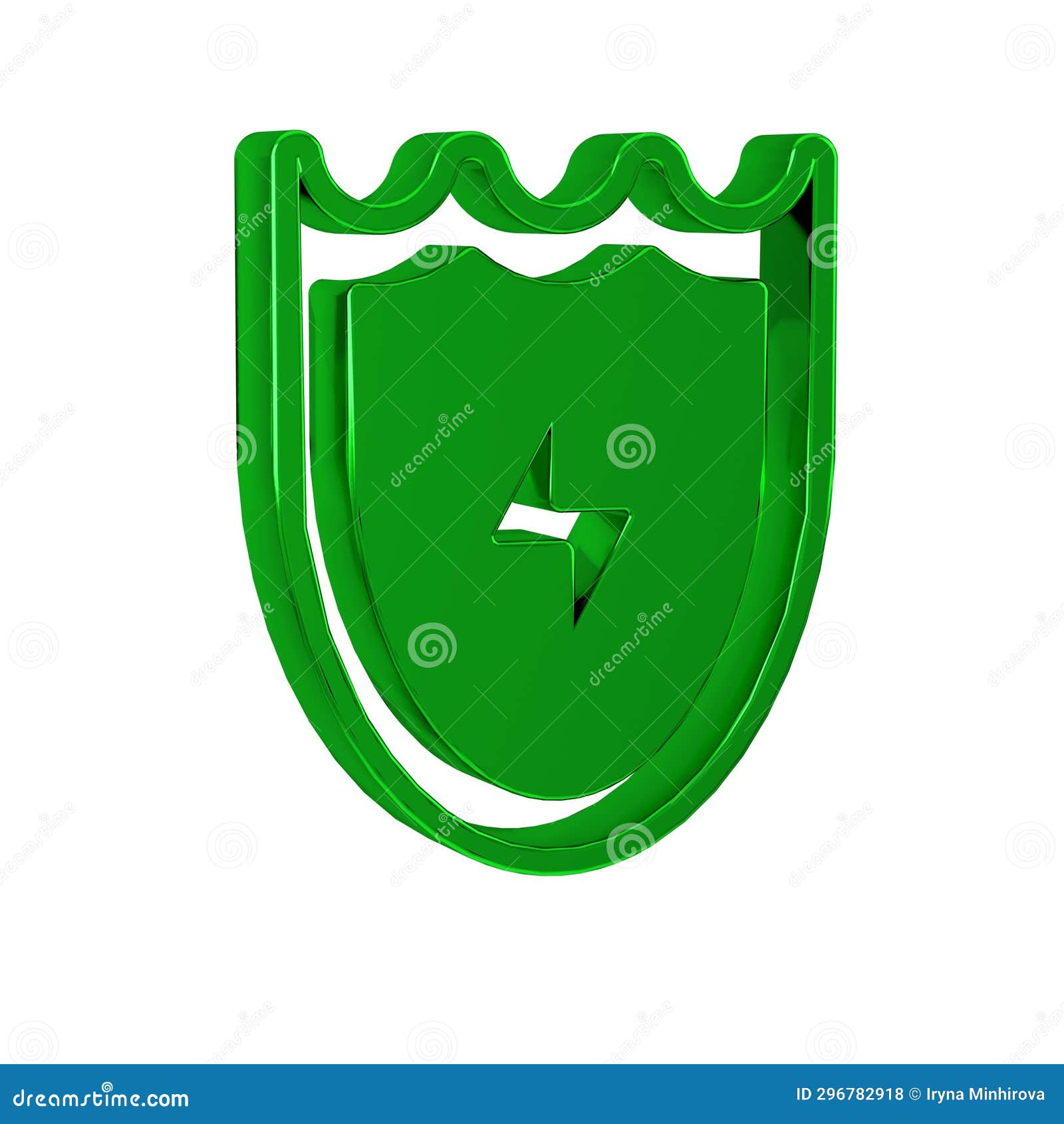 Green Lightning And Shield Icon Isolated On Transparent Background ...