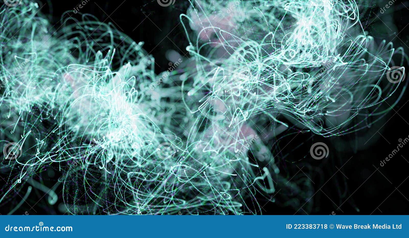 Green Lights Trails Moving Against Black Background Stock Illustration ...