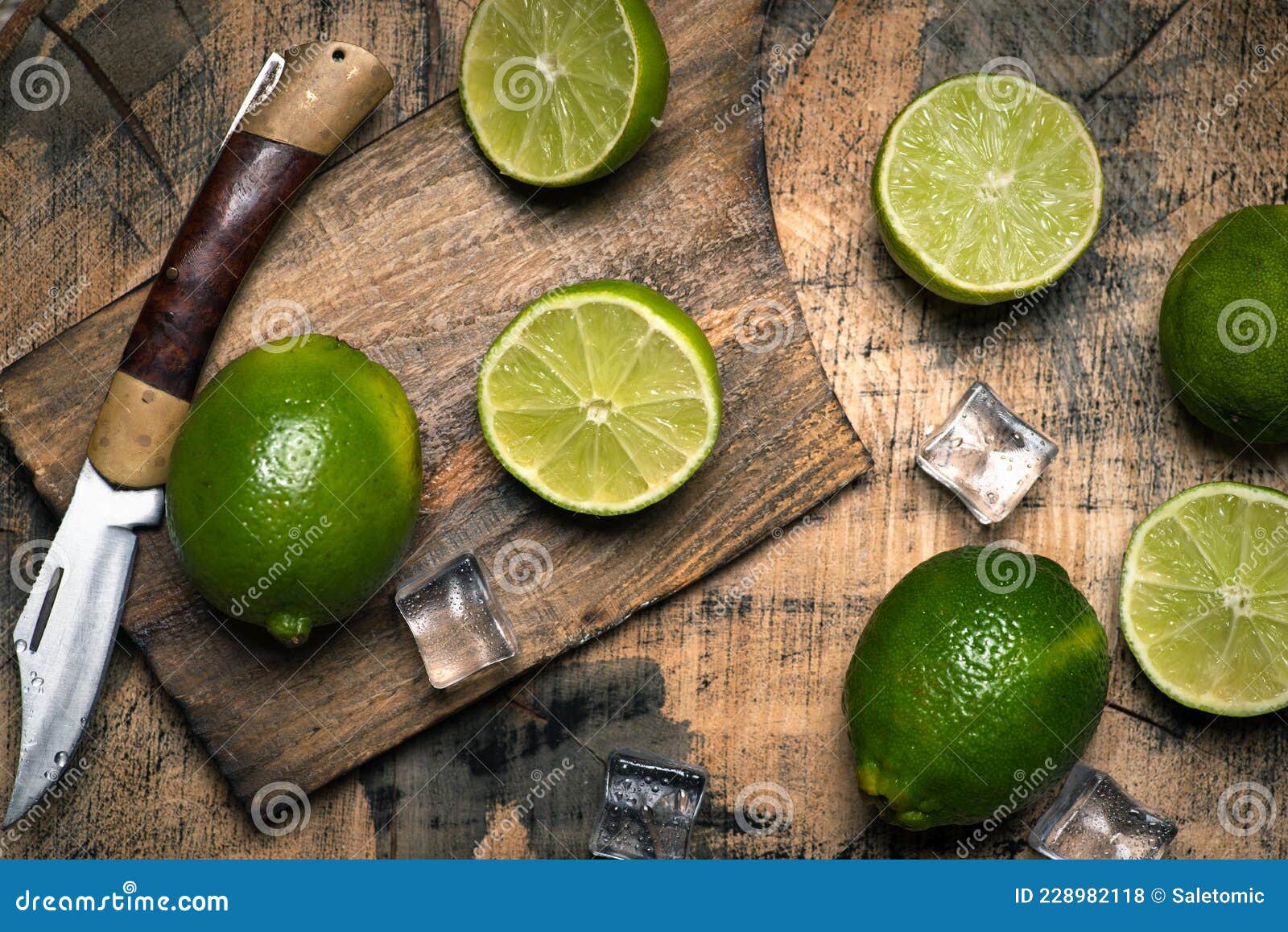 Green Lime Citrus Fruit on a Wooden Board Stock Photo - Image of cook ...