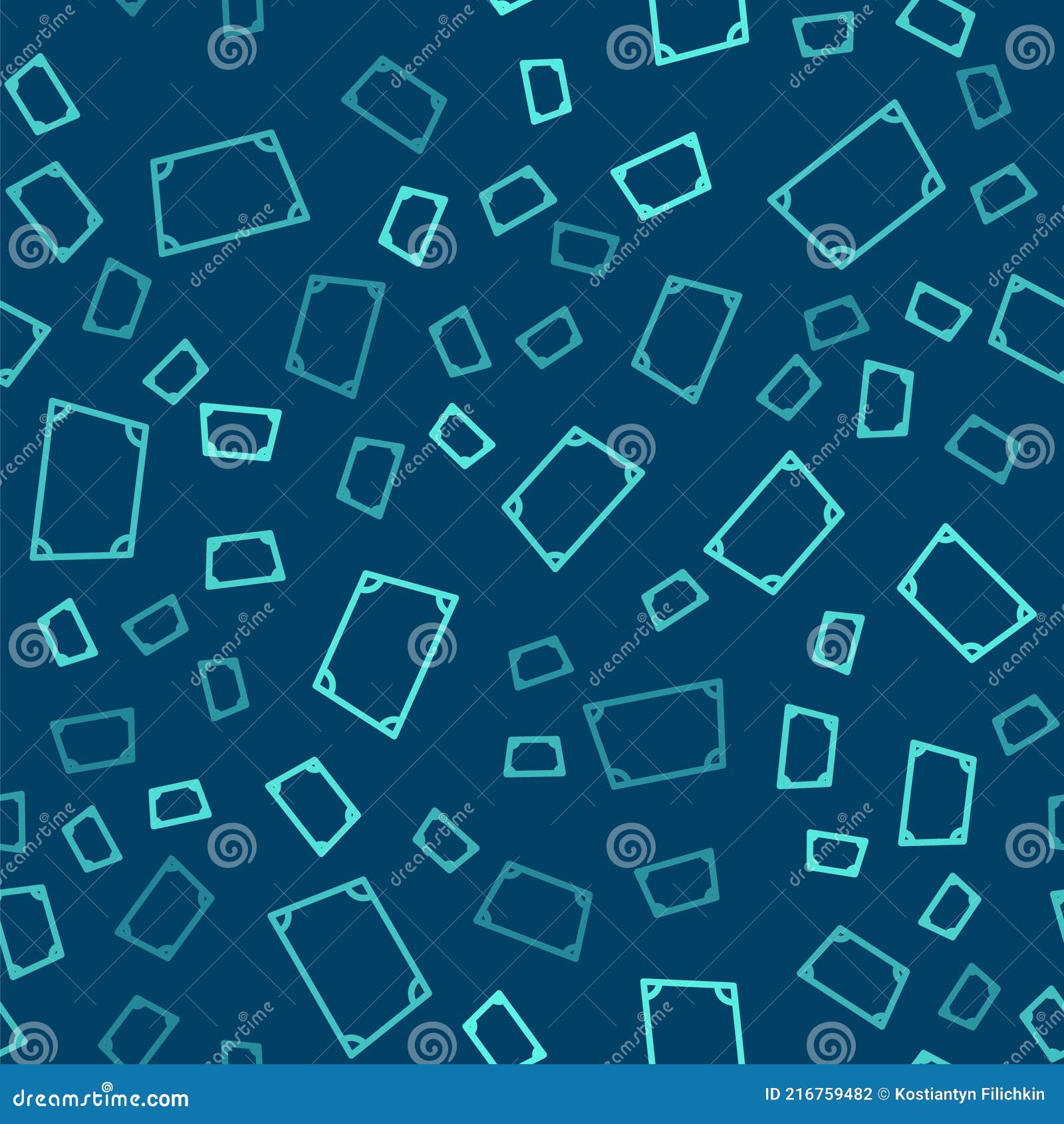 Green Line Acute Trapezoid Shape Icon Isolated Seamless Pattern on Blue ...