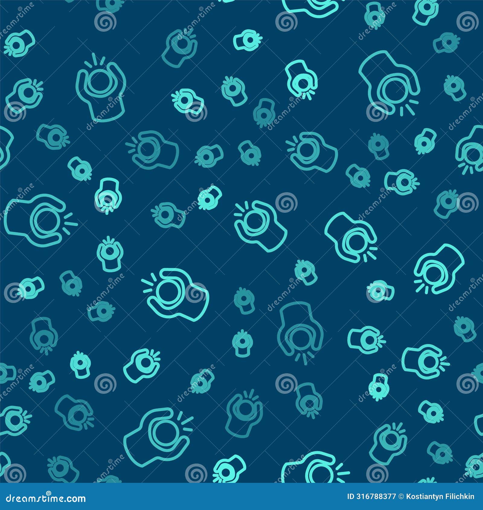 Green Line Anger Icon Isolated Seamless Pattern on Blue Background ...