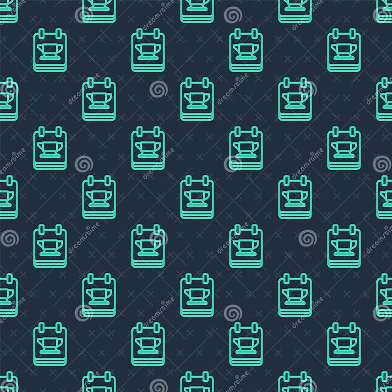 Green Line Blacksmith Anvil Tool Icon Isolated Seamless Pattern on Blue ...