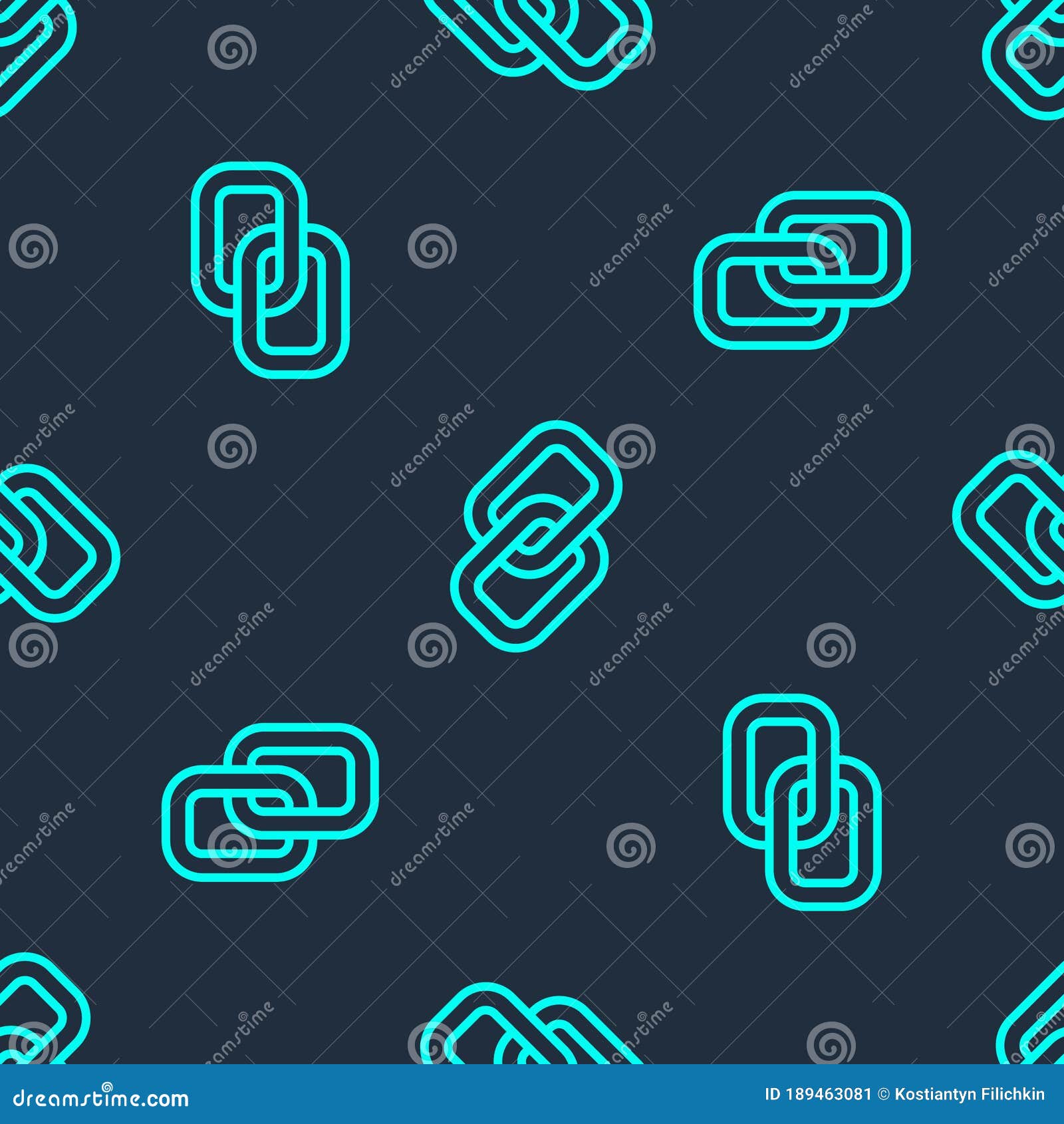Green Line Chain Link Icon Isolated Seamless Pattern on Blue Background ...