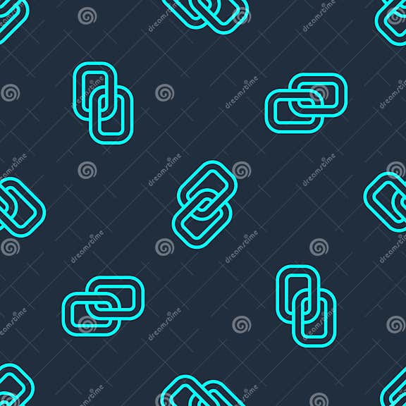 Green Line Chain Link Icon Isolated Seamless Pattern on Blue Background ...