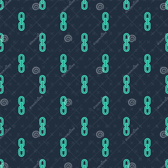 Green Line Chain Link Icon Isolated Seamless Pattern on Blue Background ...