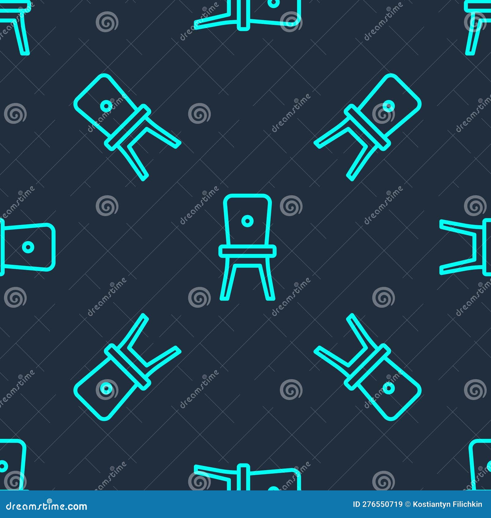 Green Line Chair Icon Isolated Seamless Pattern on Blue Background ...