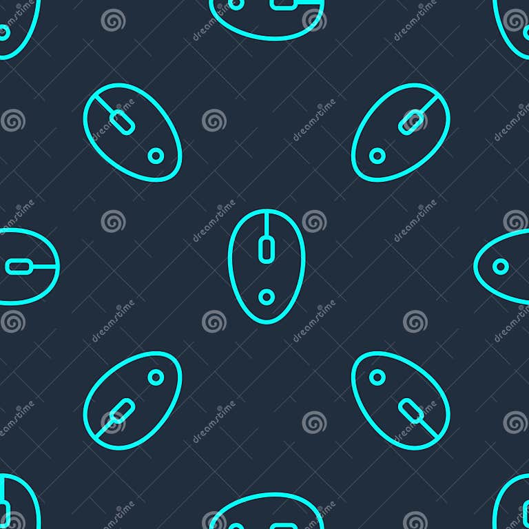 Green Line Computer Mouse Icon Isolated Seamless Pattern on Blue ...