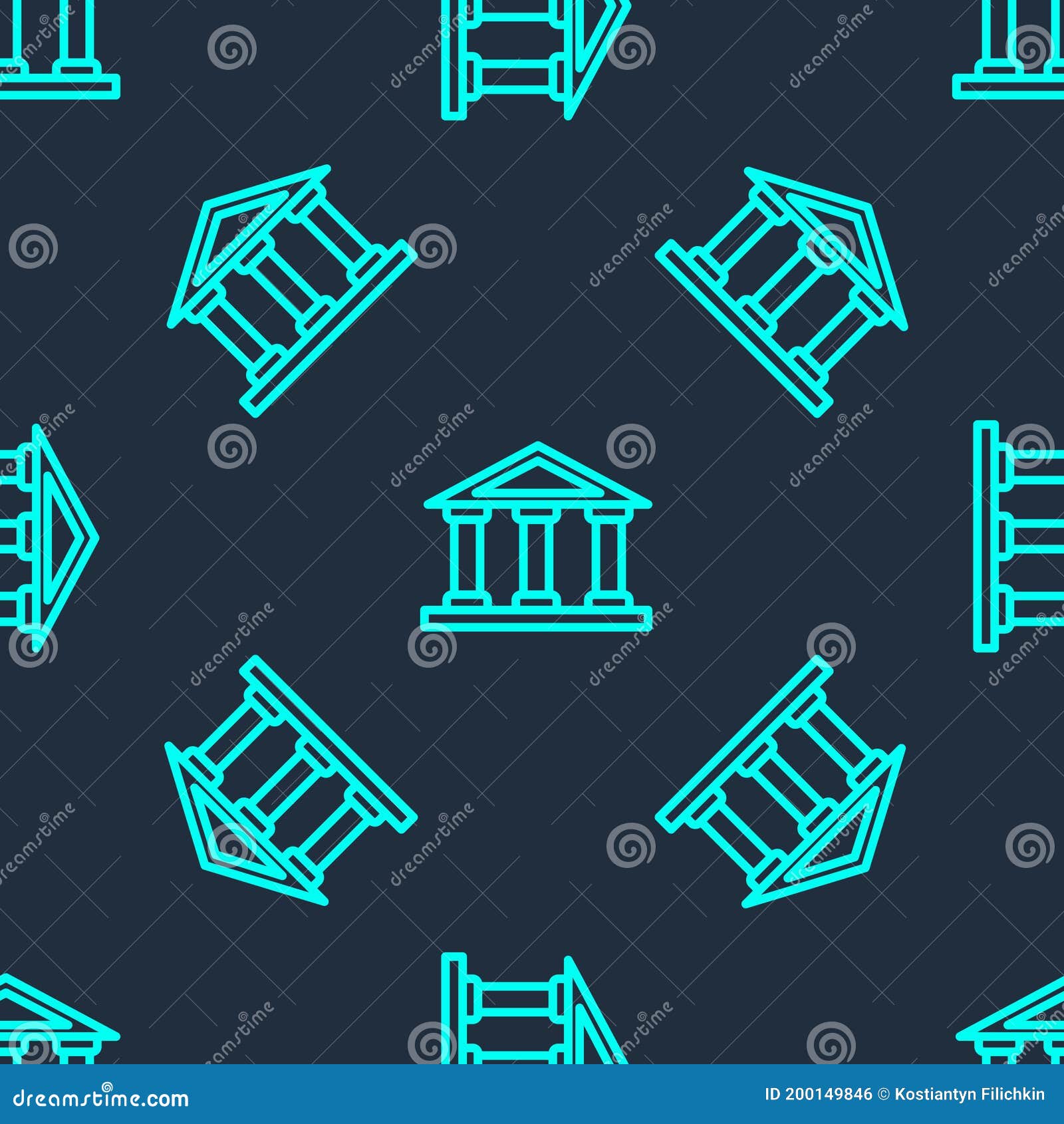Green Line Courthouse Building Icon Isolated Seamless Pattern on Blue ... Green Line Courthouse Building Icon Isolated Seamless Pattern on Blue ...