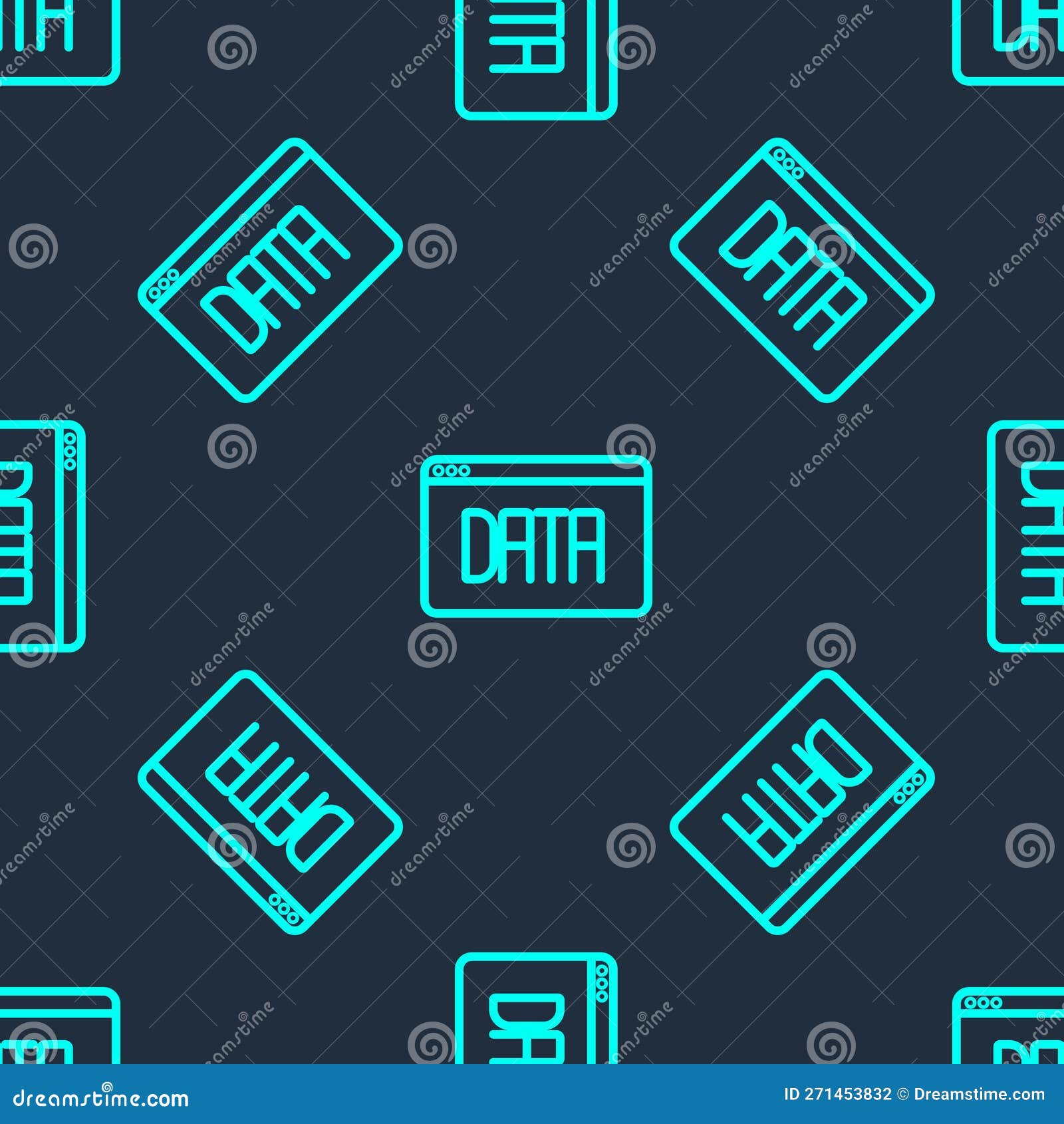 Green Line Data Analysis Icon Isolated Seamless Pattern on Blue ...