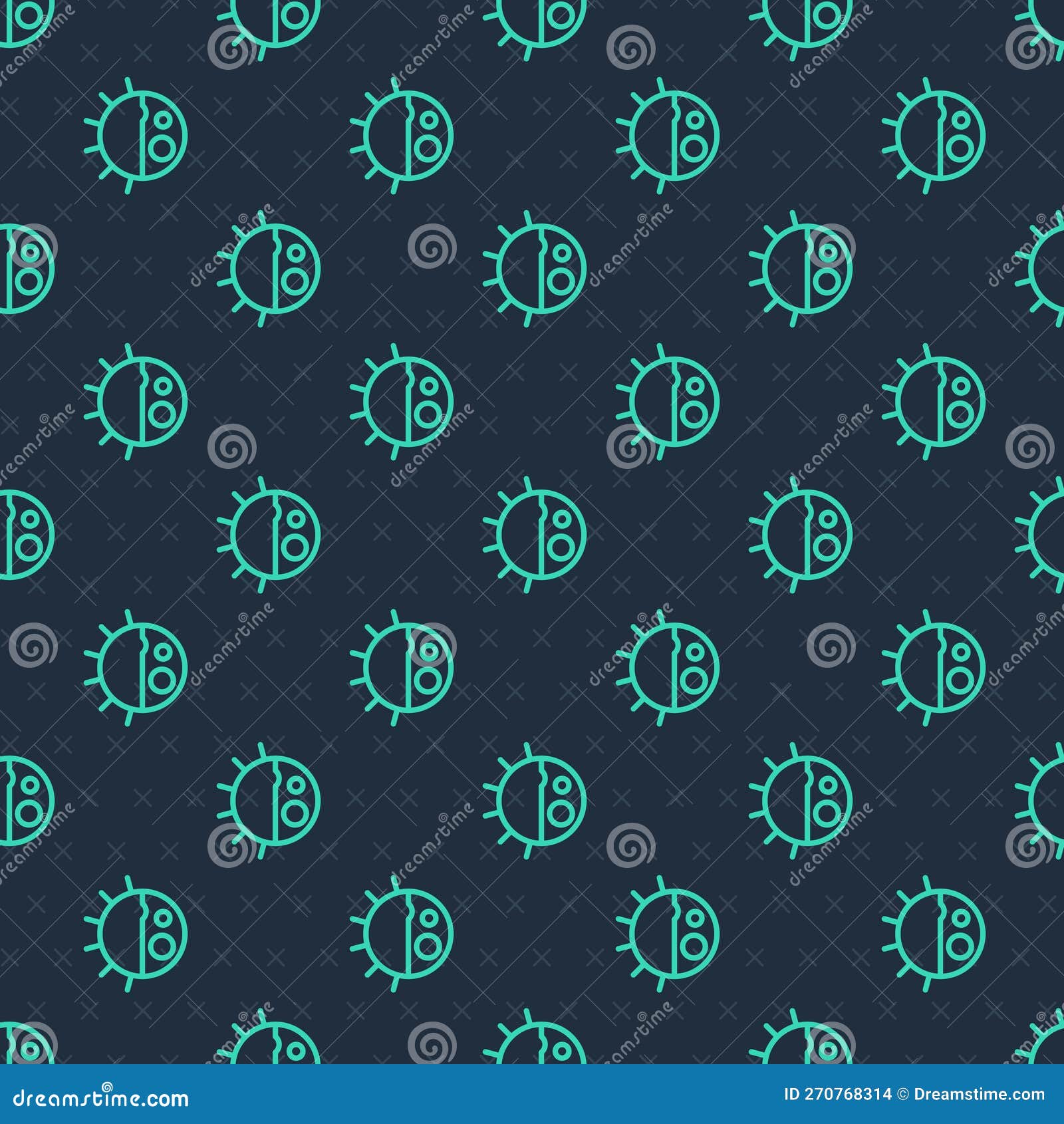 Green Line Day Night Cycle Icon Isolated Seamless Pattern on Blue ...