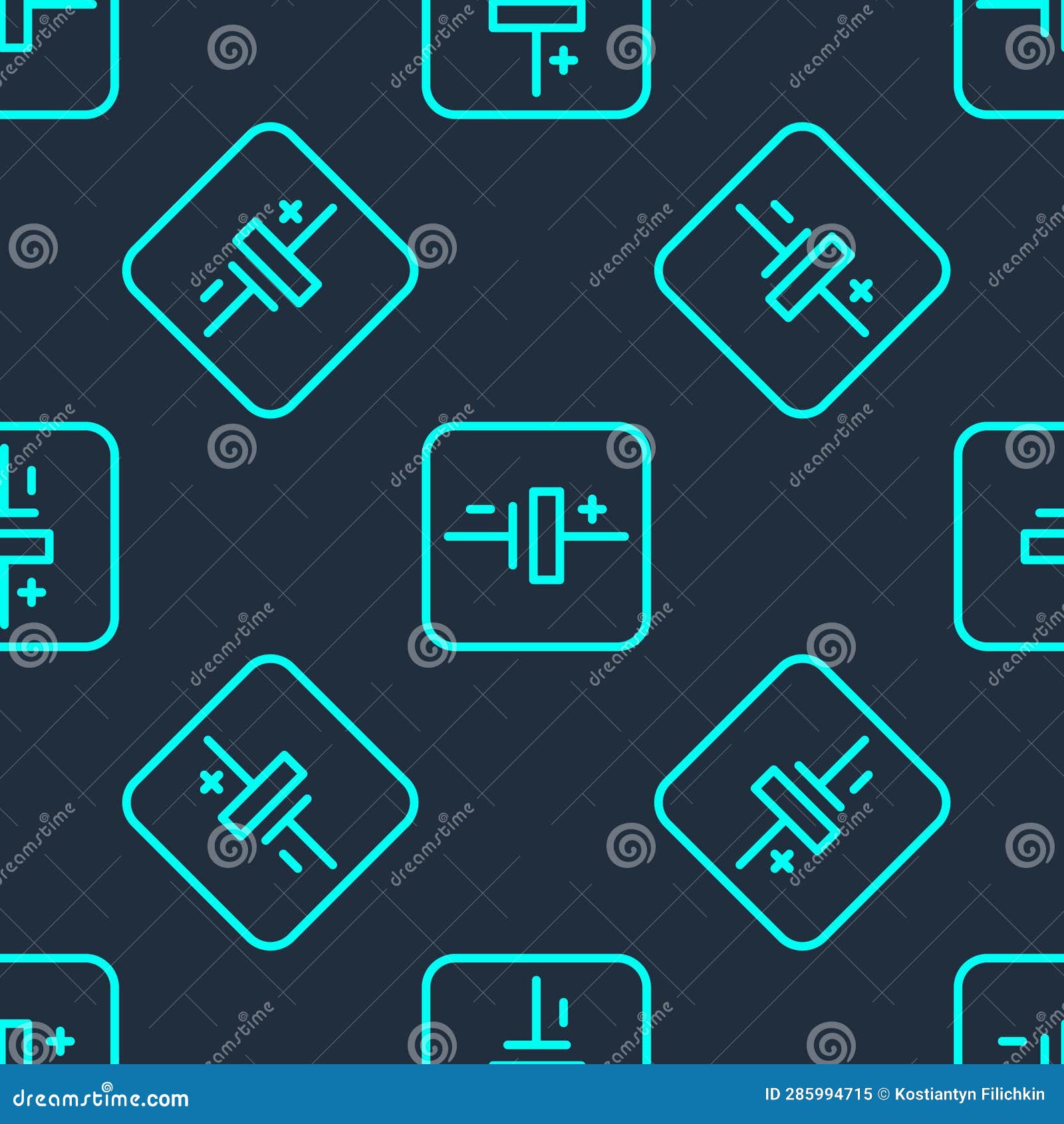 Green Line DC Voltage Source Icon Isolated Seamless Pattern on Blue ...