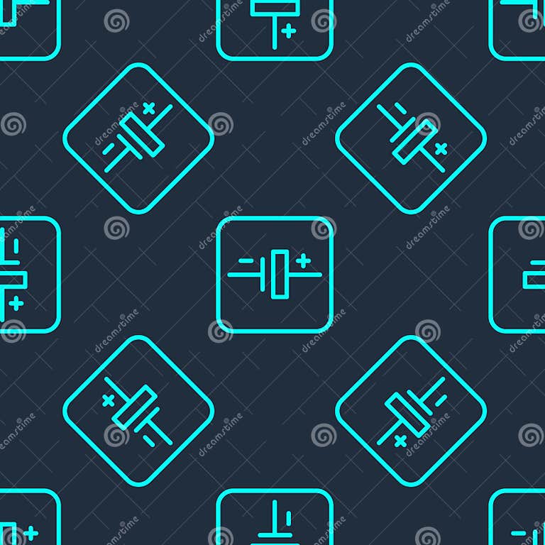 Green Line DC Voltage Source Icon Isolated Seamless Pattern on Blue ...