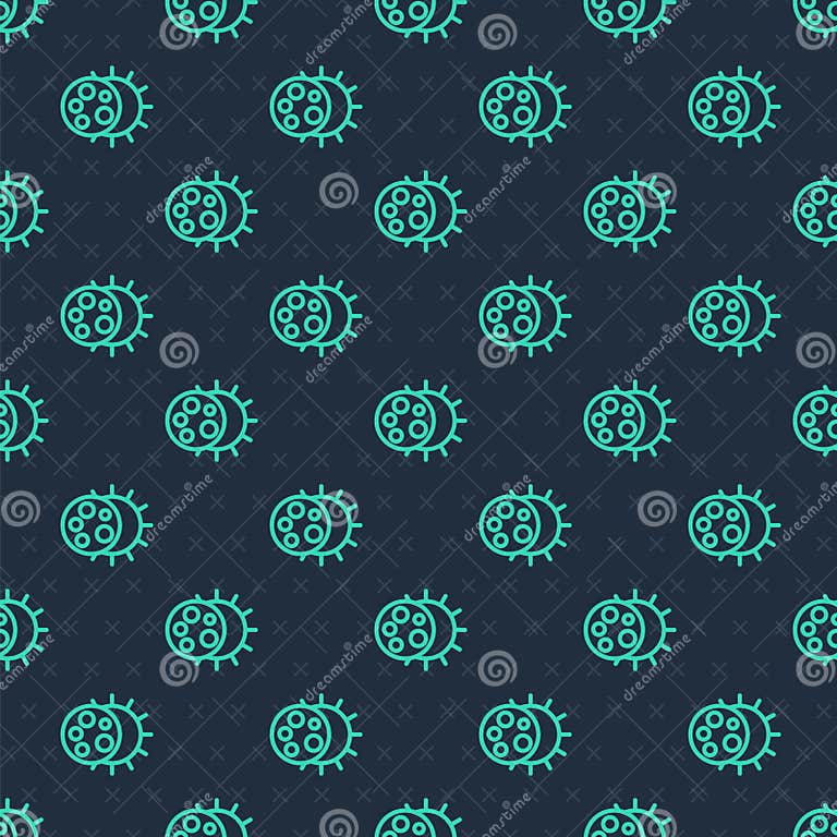 Green Line Eclipse of the Sun Icon Isolated Seamless Pattern on Blue ...