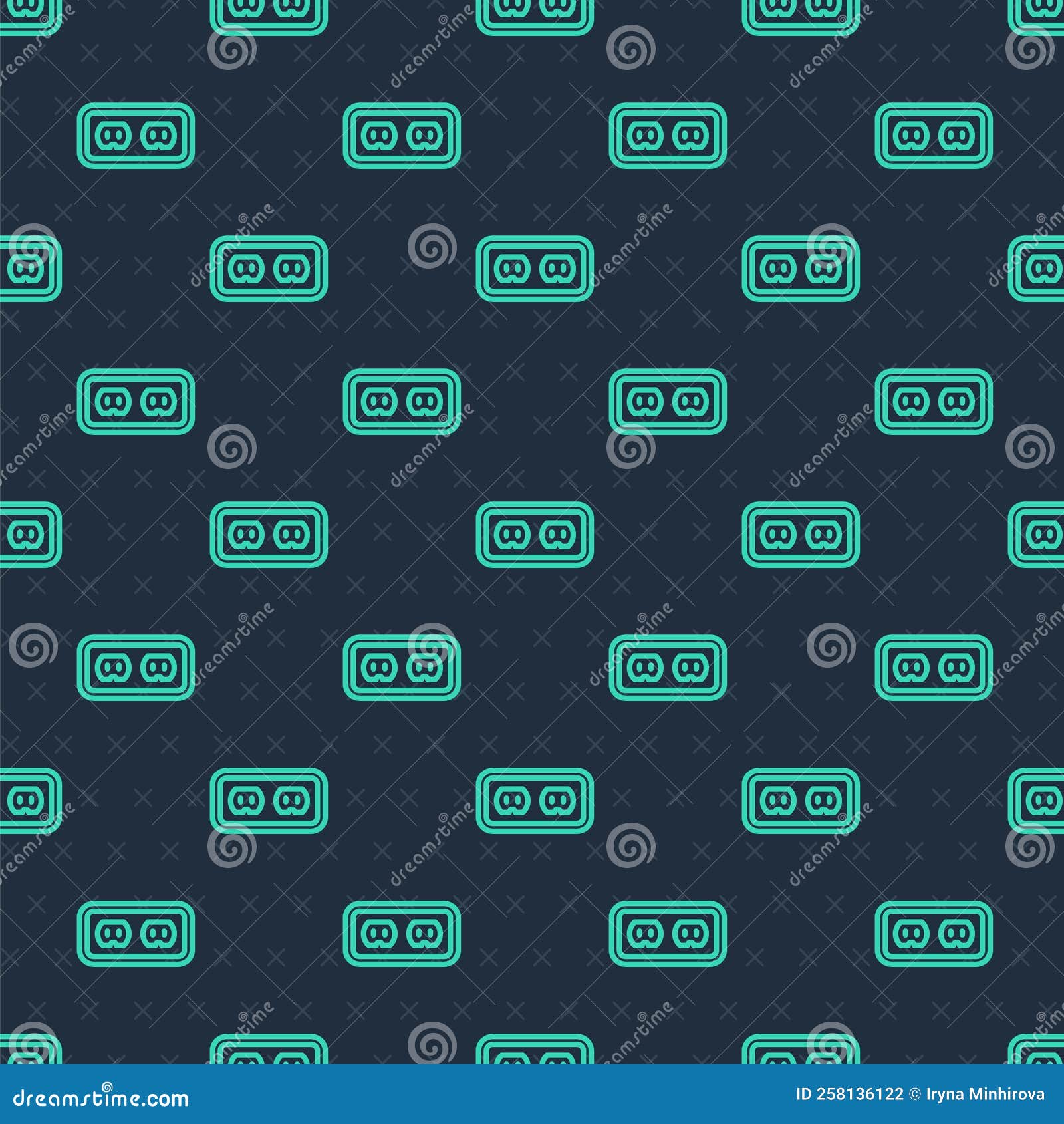 Green Line Electrical Outlet Icon Isolated Seamless Pattern on Blue ...