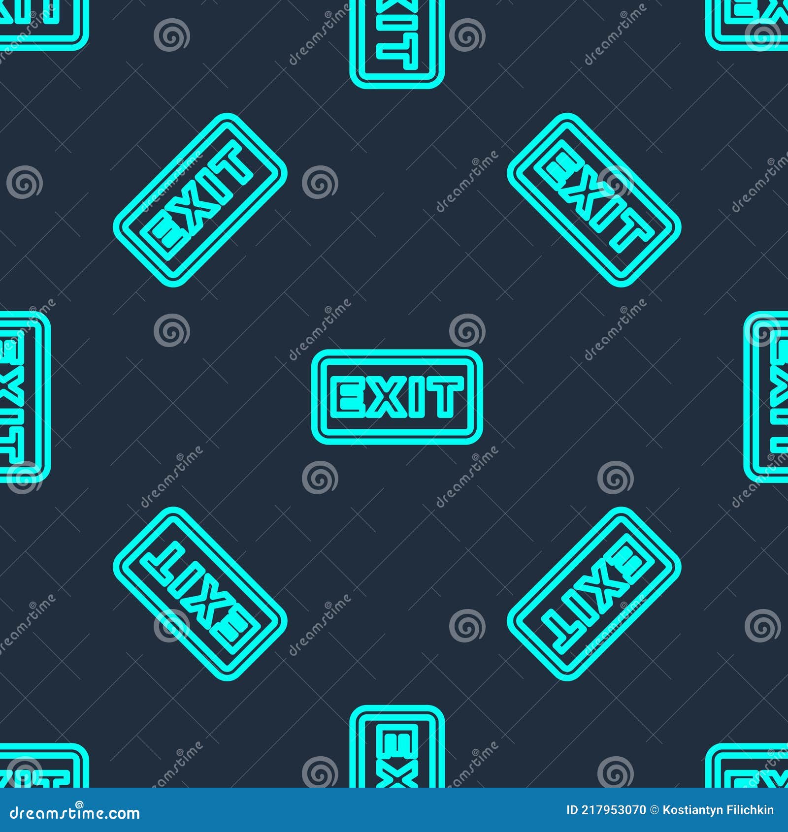 Green Line Fire Exit Icon Isolated Seamless Pattern on Blue Background ...