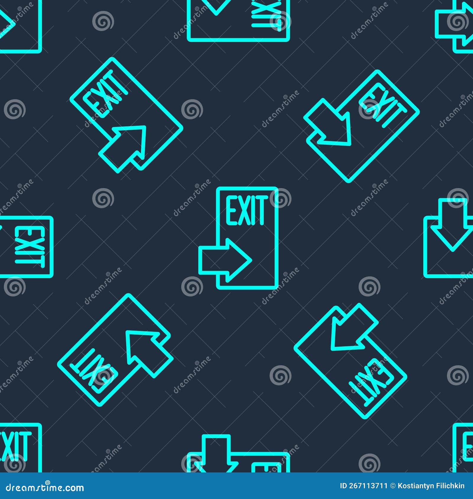 Green Line Fire Exit Icon Isolated Seamless Pattern on Blue Background ...