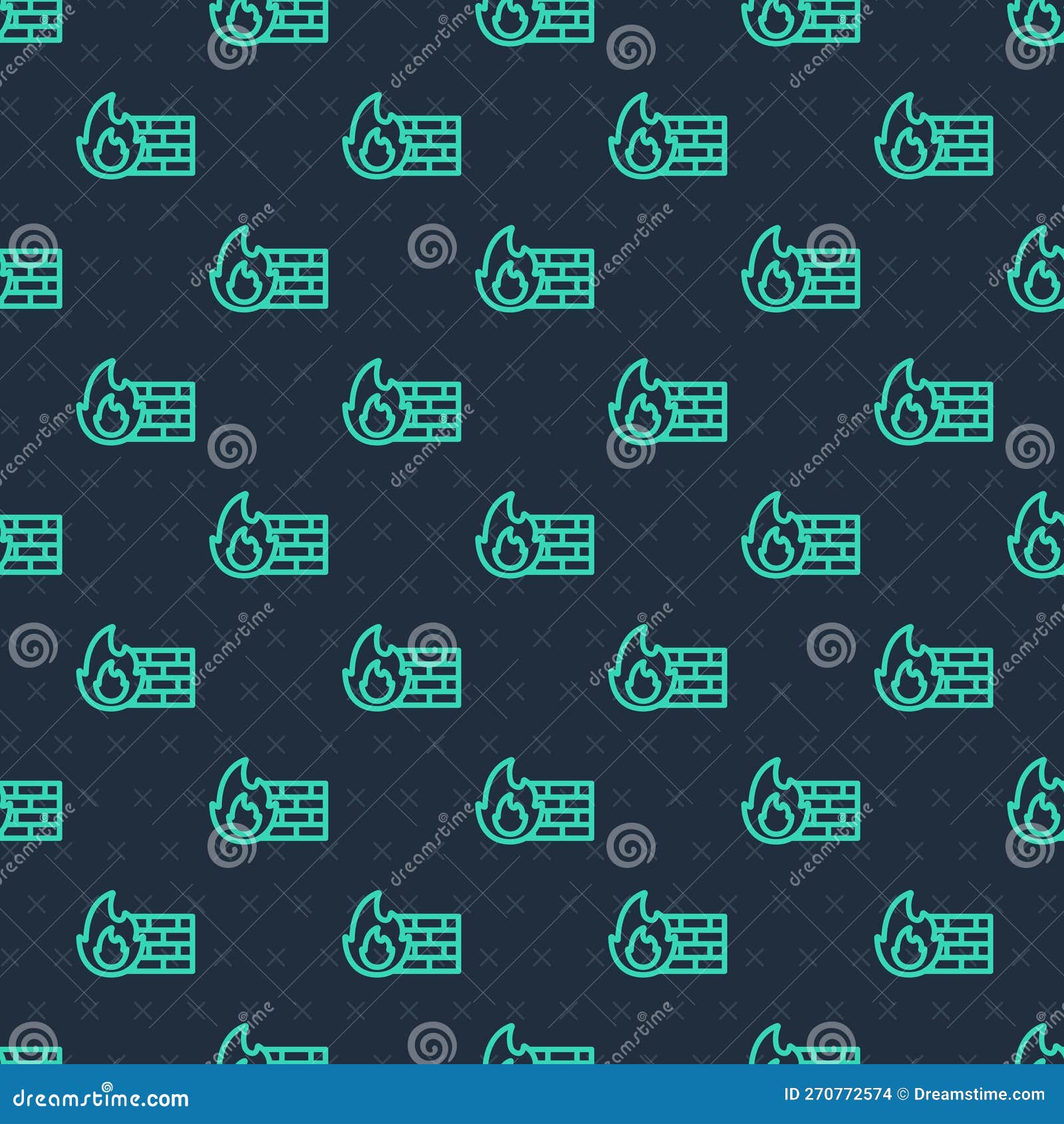 Green Line Firewall, Security Wall Icon Isolated Seamless Pattern on ...