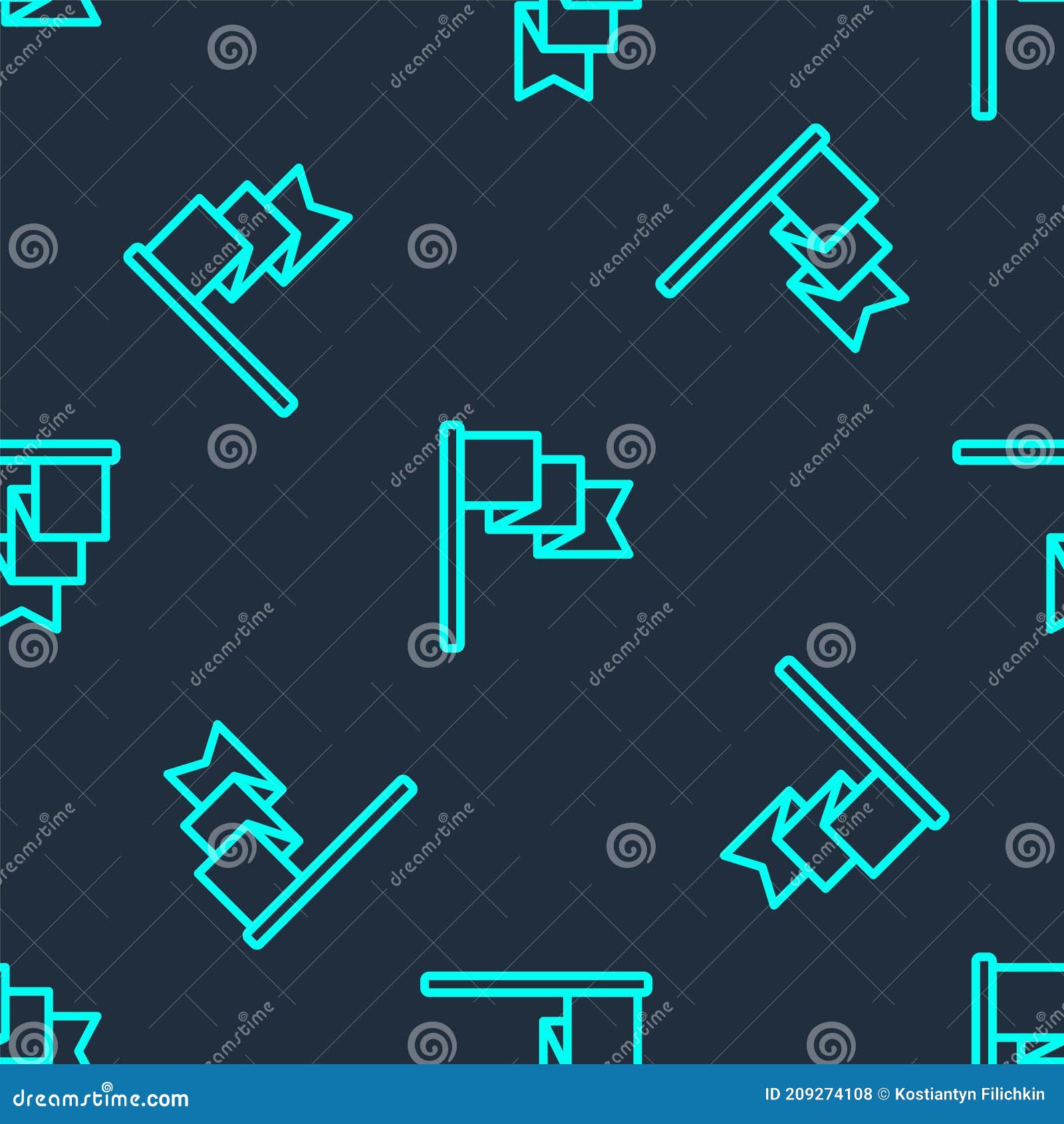 Green Line Flag Icon Isolated Seamless Pattern on Blue Background ...