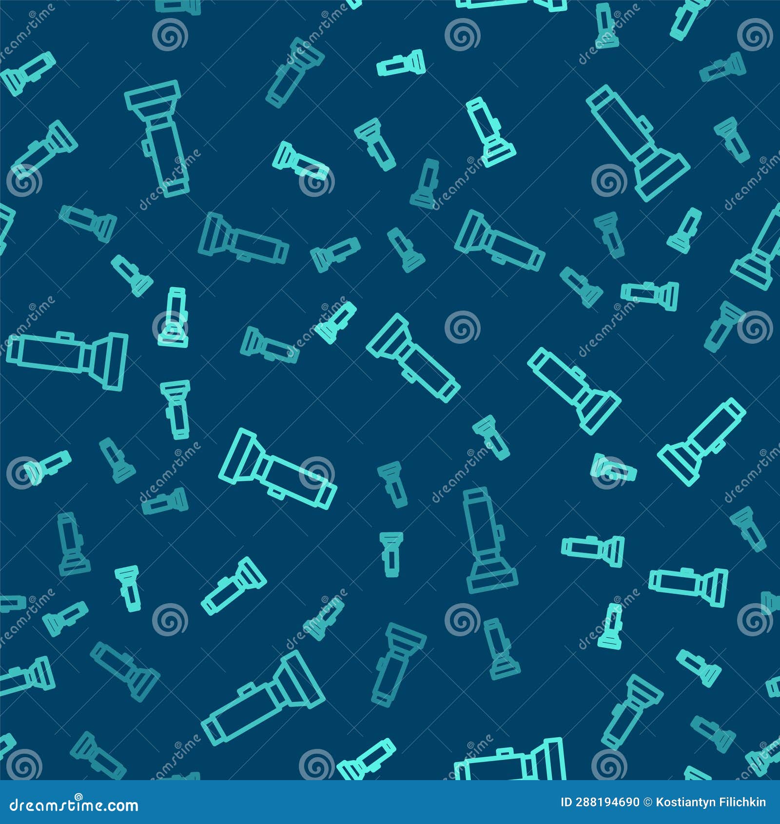 Green Line Flashlight Icon Isolated Seamless Pattern on Blue Background ...