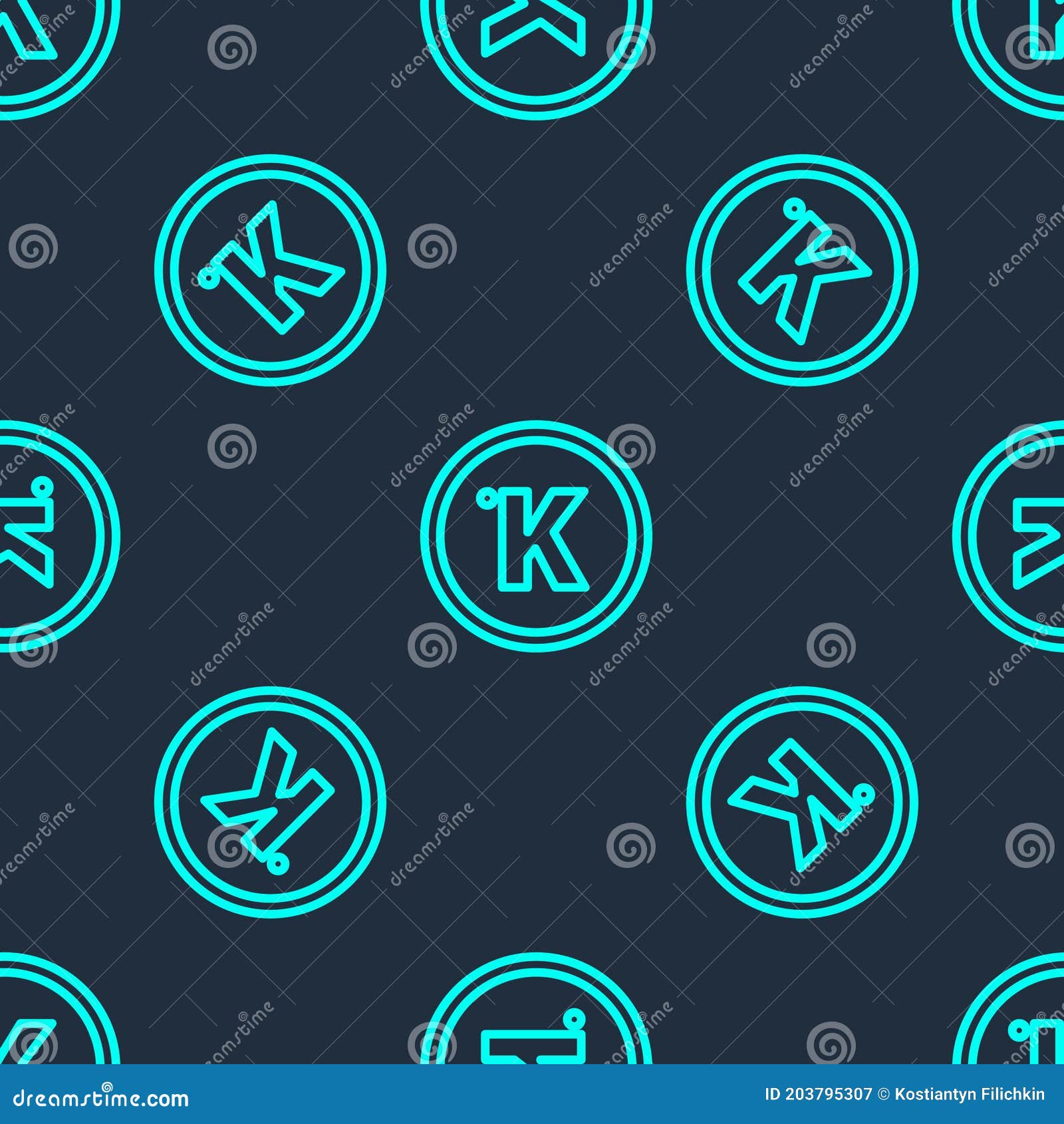 Green Line Kelvin Icon Isolated Seamless Pattern on Blue Background ...
