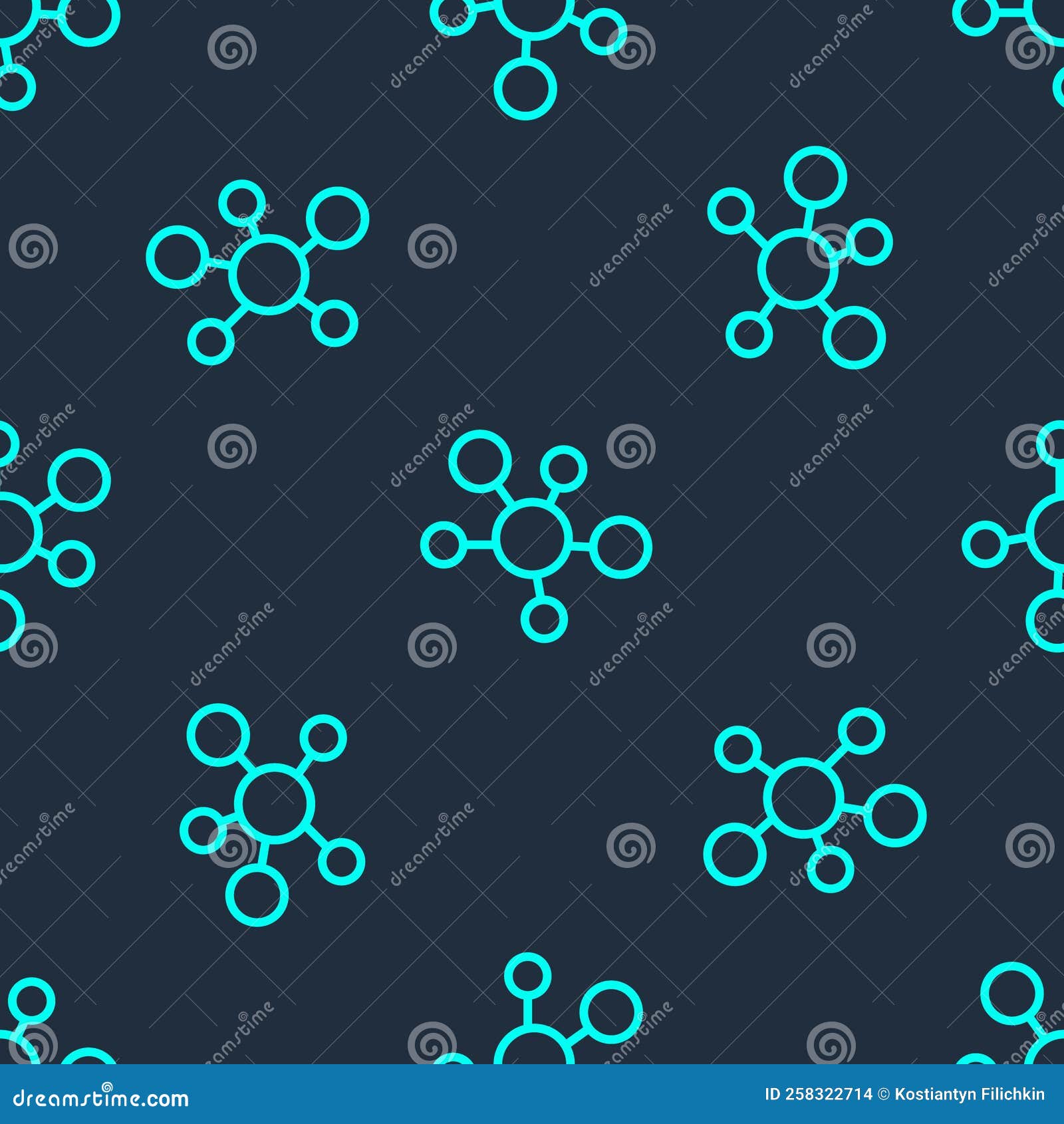 Green Line Mind Map Infographic Icon Isolated Seamless Pattern on Blue ...