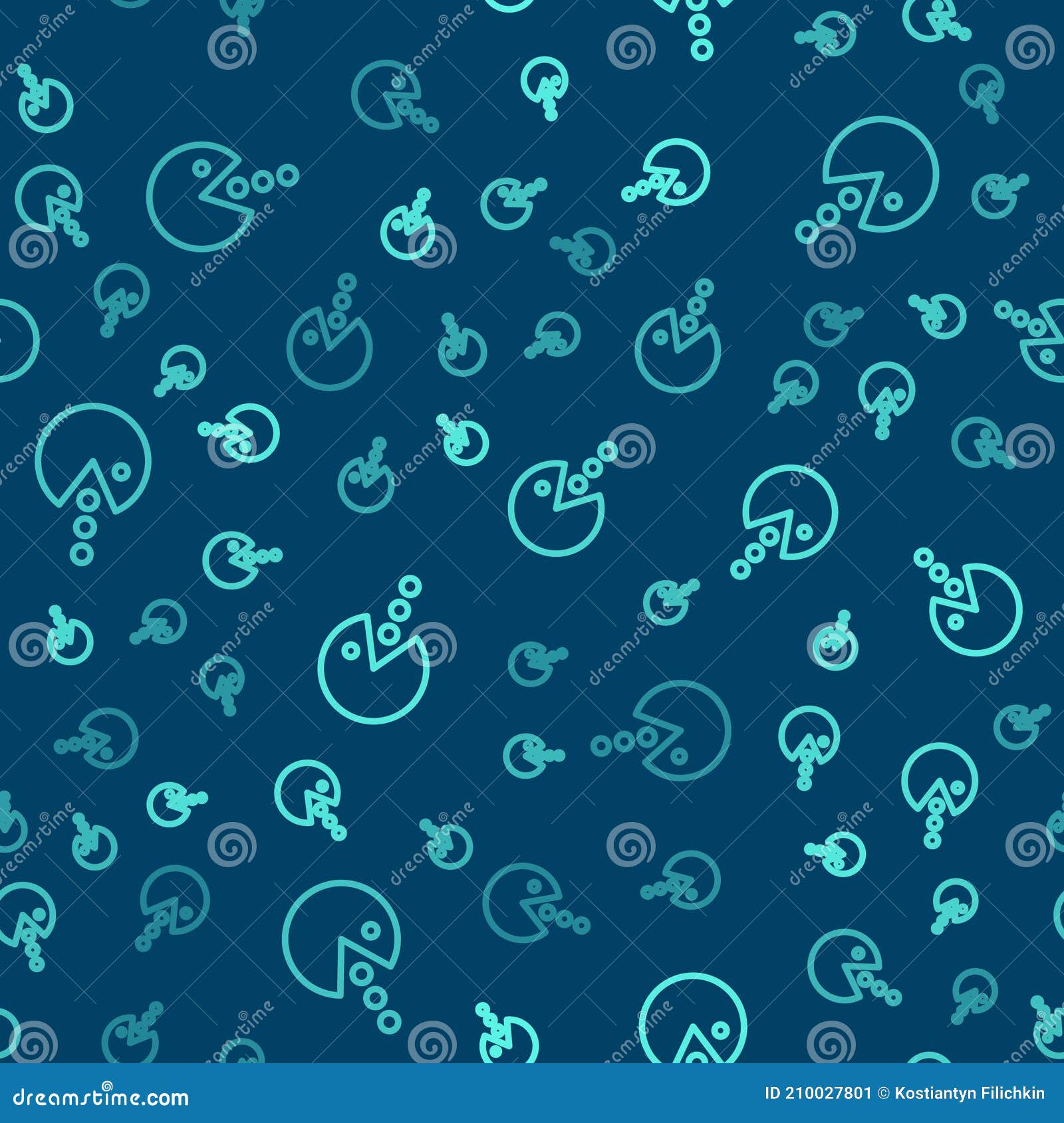 Line Pacman With Eat Icon Isolated On Blue Background. Arcade Game Icon ...