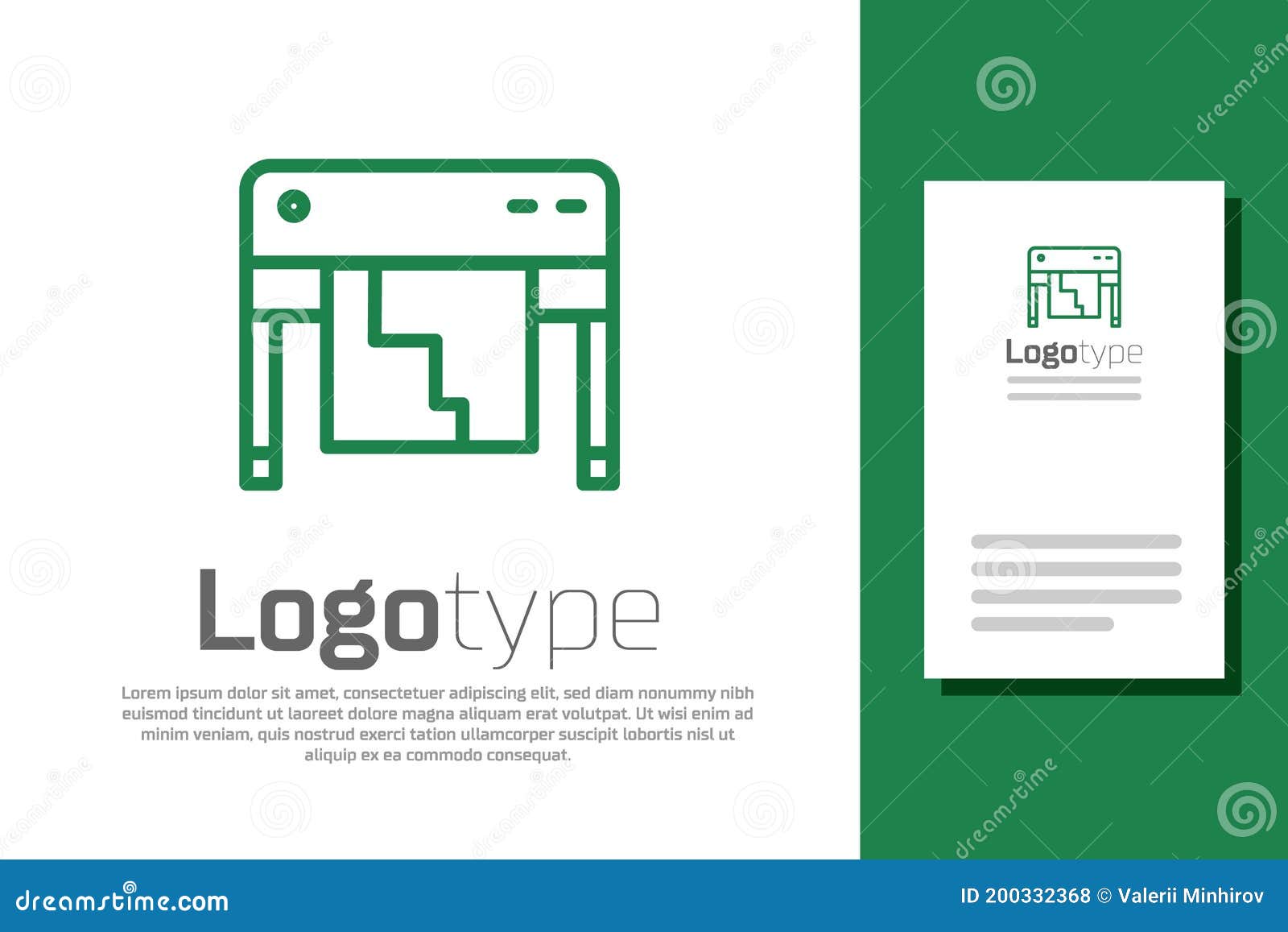 Green Line Plotter Icon Isolated on White Background. Large Format ...
