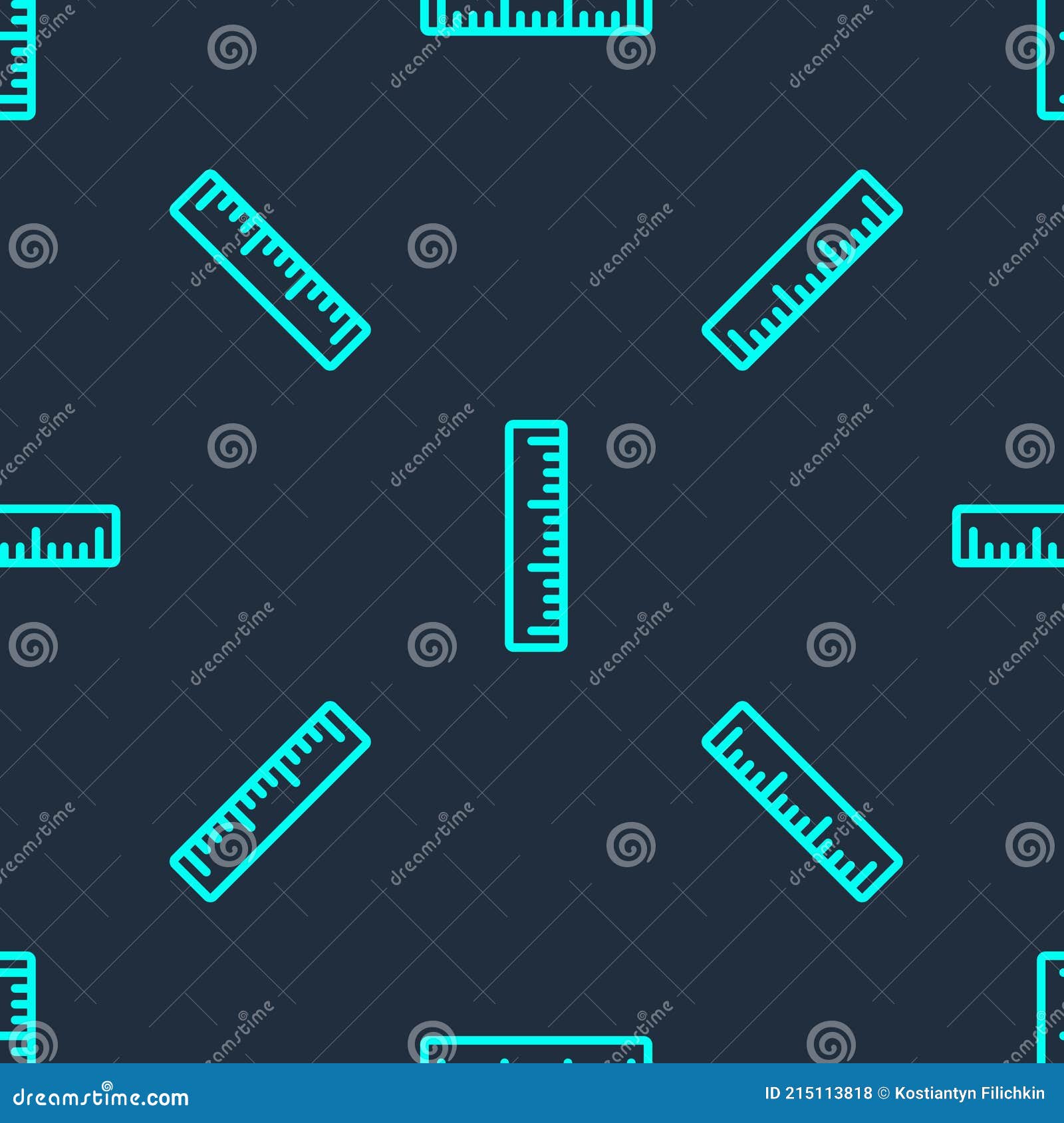 Green Line Ruler Icon Isolated Seamless Pattern on Blue Background ...