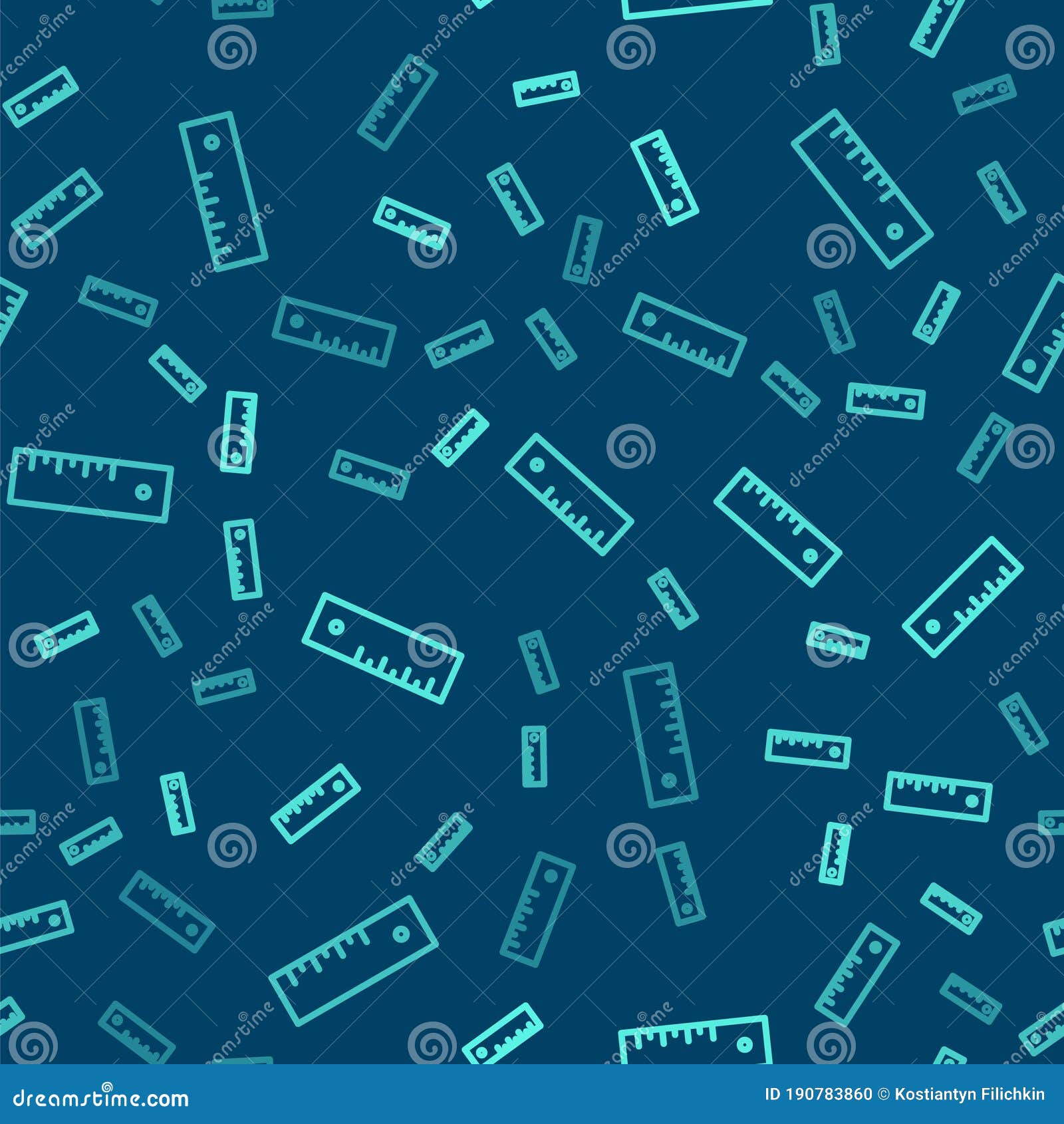 Green Line Ruler Icon Isolated Seamless Pattern on Blue Background ...