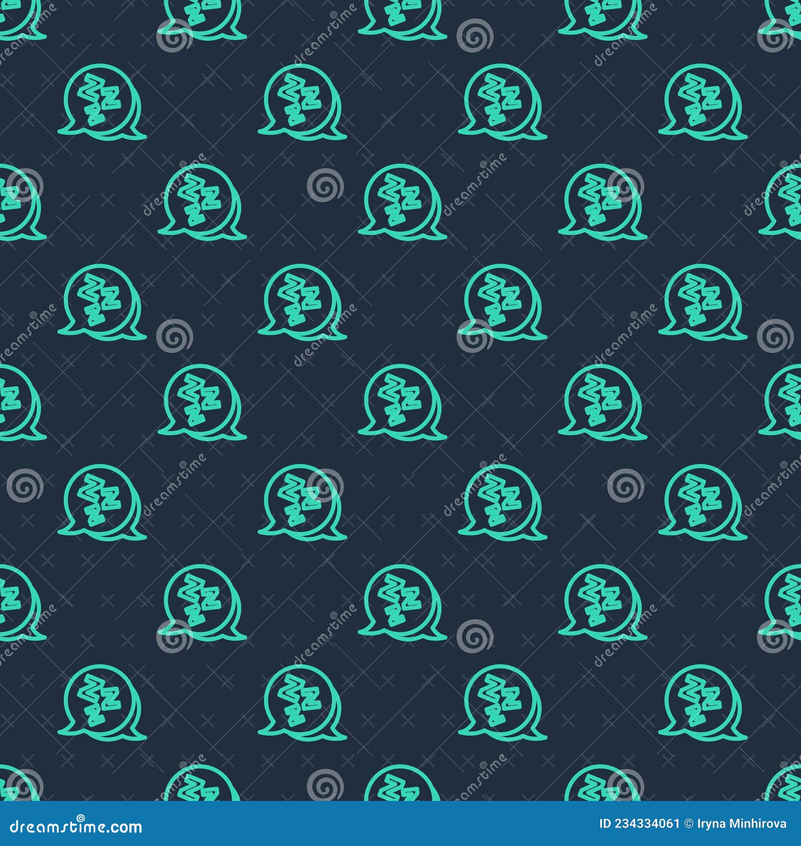 Green Line Sleepy Icon Isolated Seamless Pattern on Blue Background ...