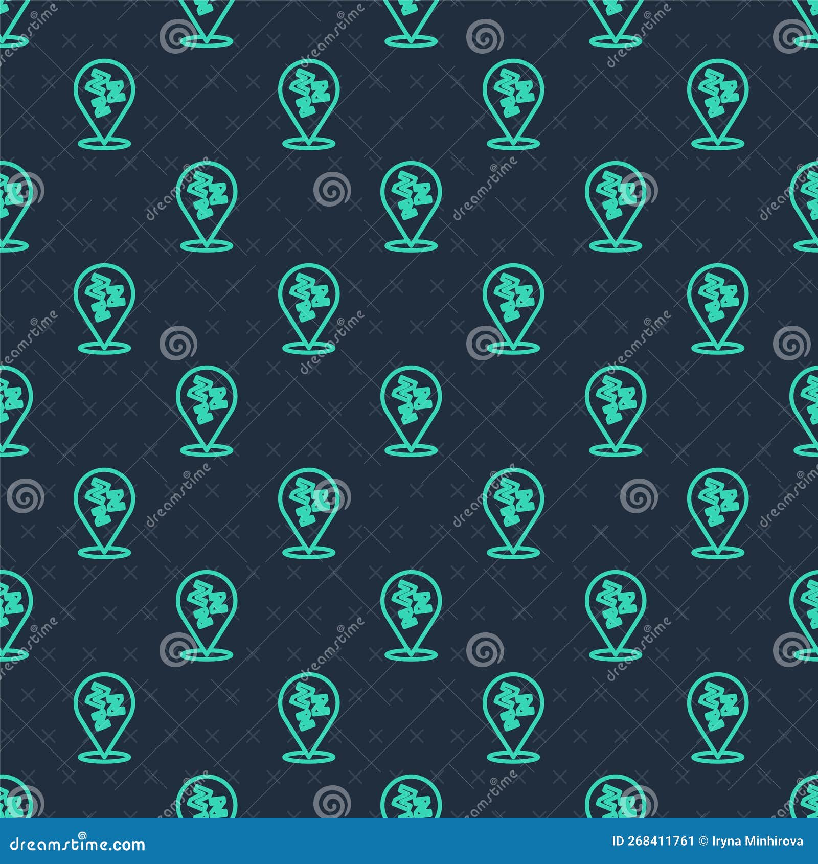 Green Line Sleepy Icon Isolated Seamless Pattern on Blue Background ...