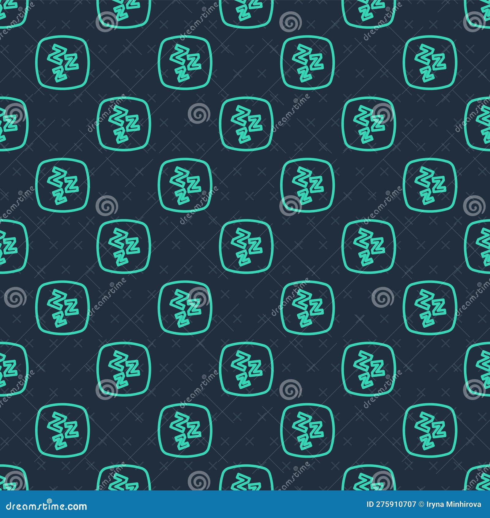 Green Line Sleepy Icon Isolated Seamless Pattern on Blue Background ...