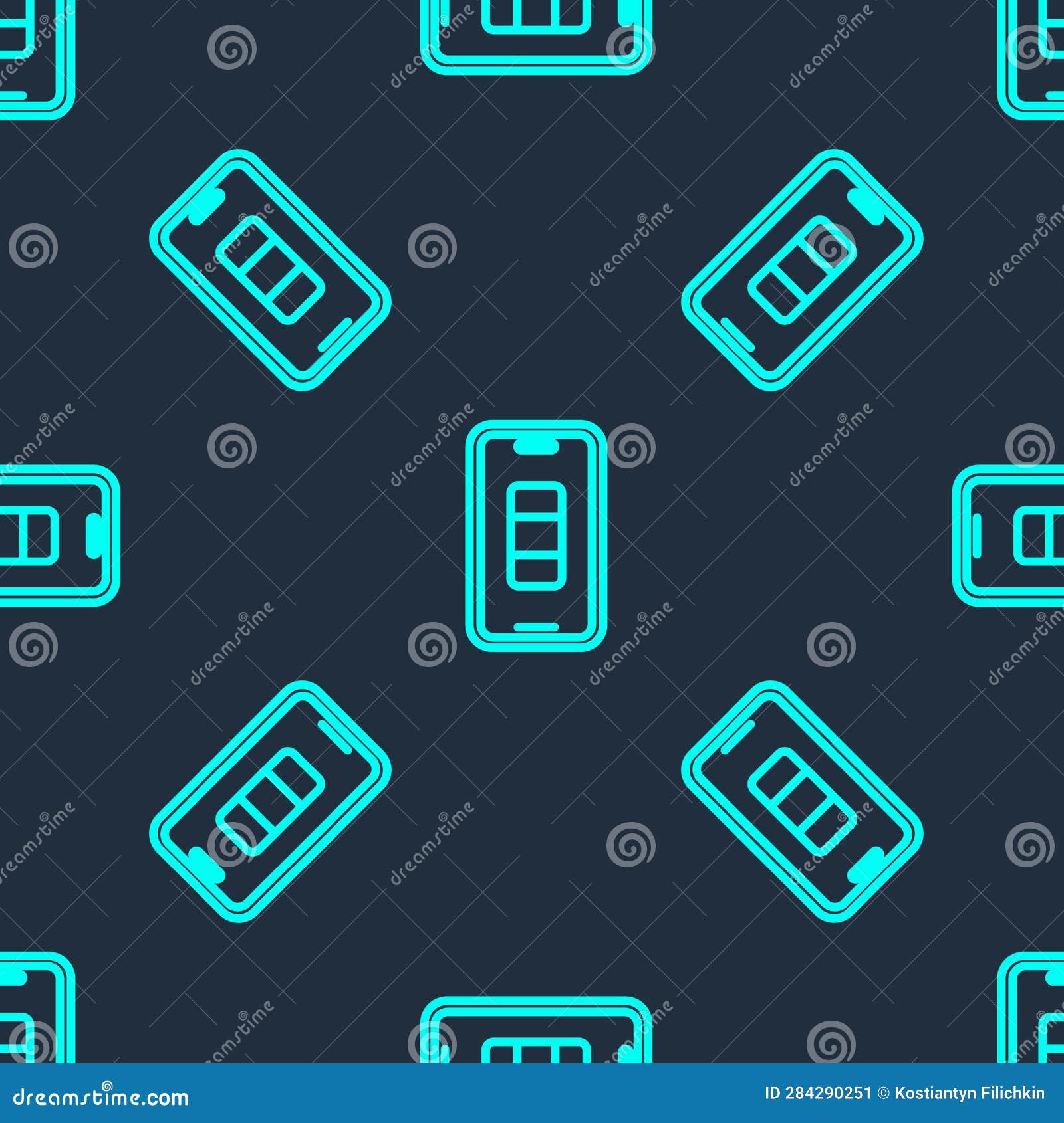 Green Line Smartphone Battery Charge Icon Isolated Seamless Pattern on ...