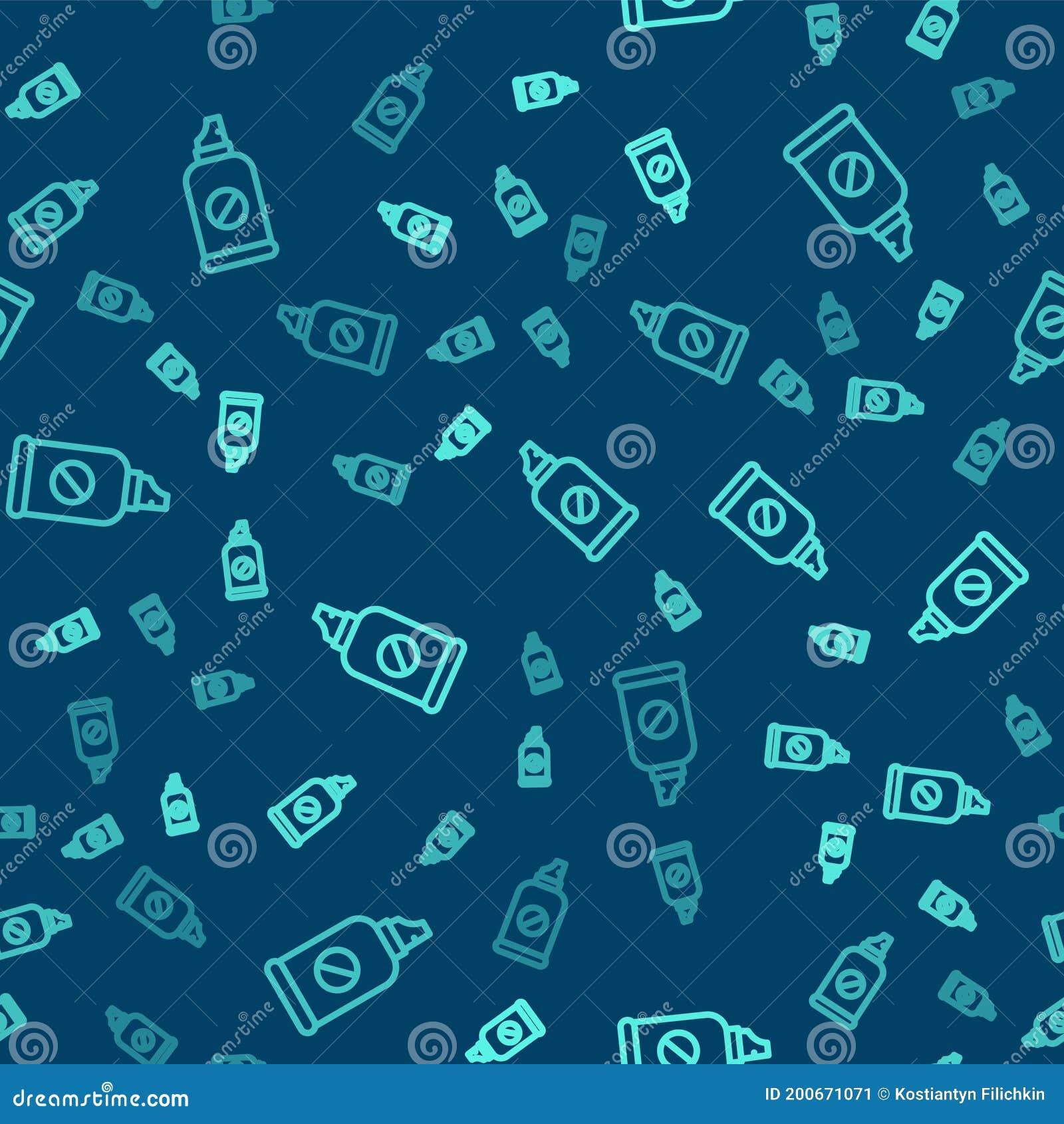 Green Line Spray Against Insects Icon Isolated Seamless Pattern on Blue ...