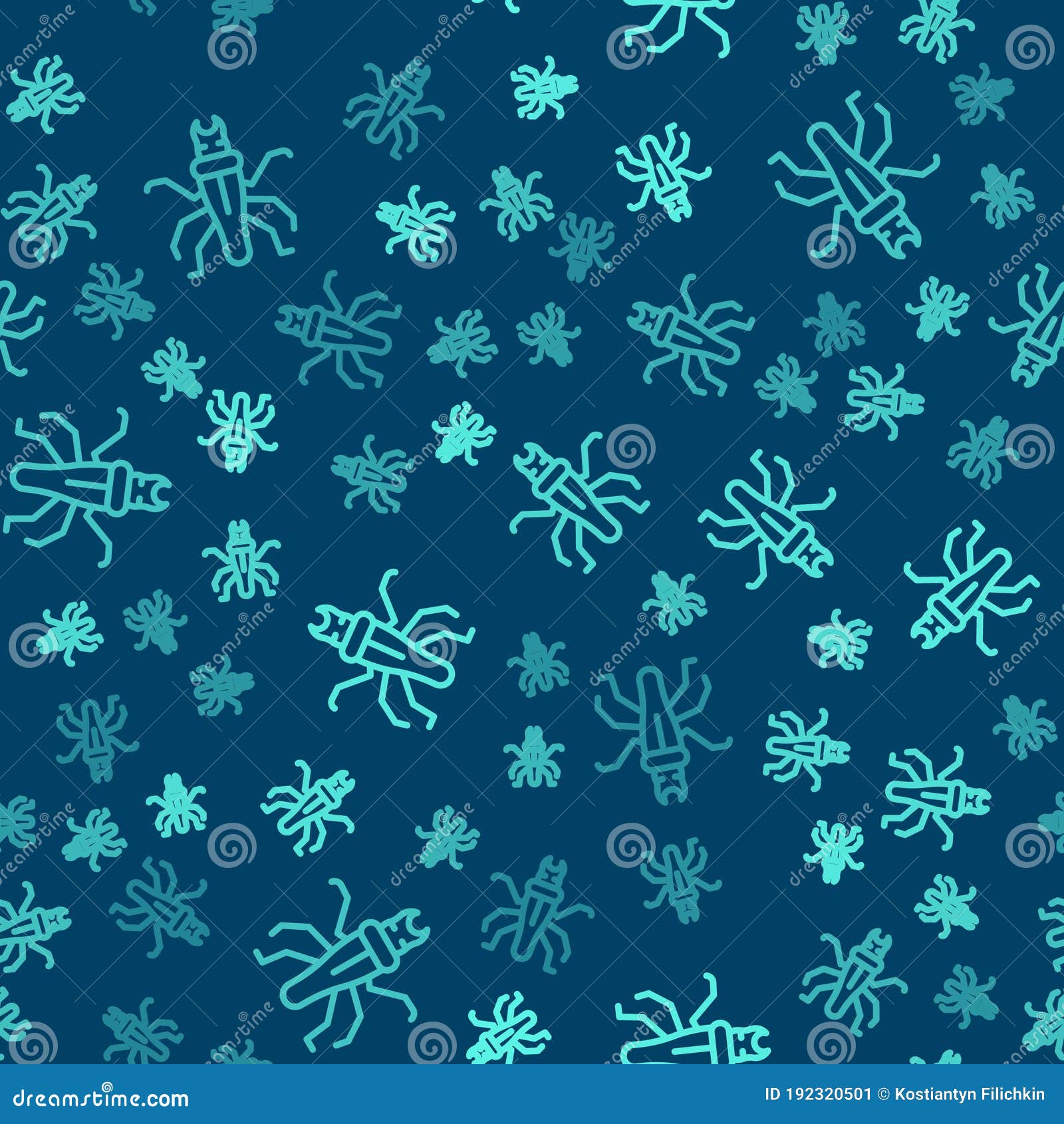 Green Line Termite Icon Isolated Seamless Pattern on Blue Background ...