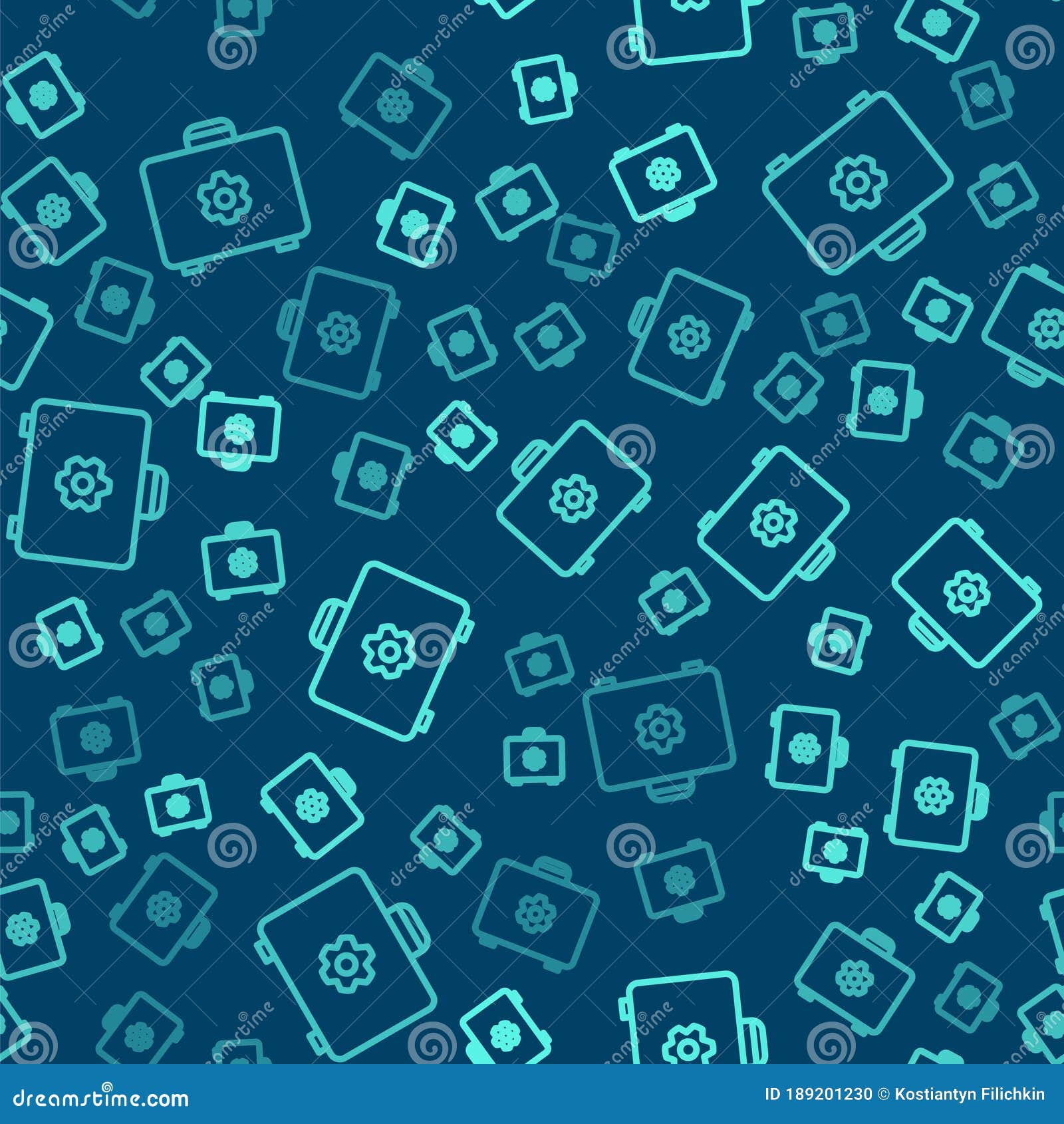 Green Line Toolbox Icon Isolated Seamless Pattern on Blue Background ...
