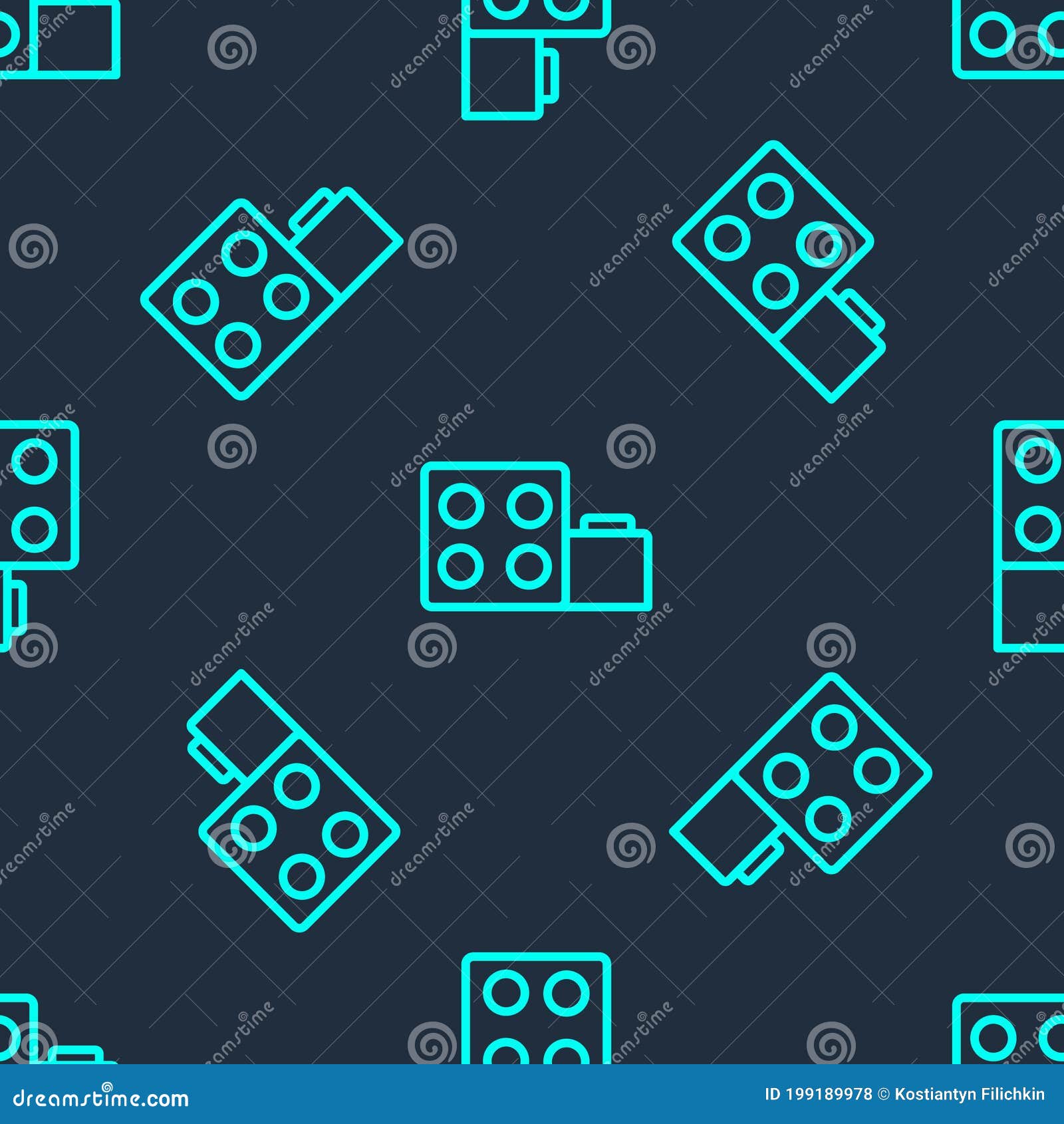 Green Line Toy Building Block Bricks for Children Icon Isolated ...