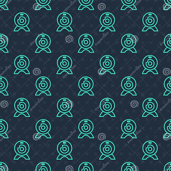 Green Line Web Camera Icon Isolated Seamless Pattern on Blue Background ...