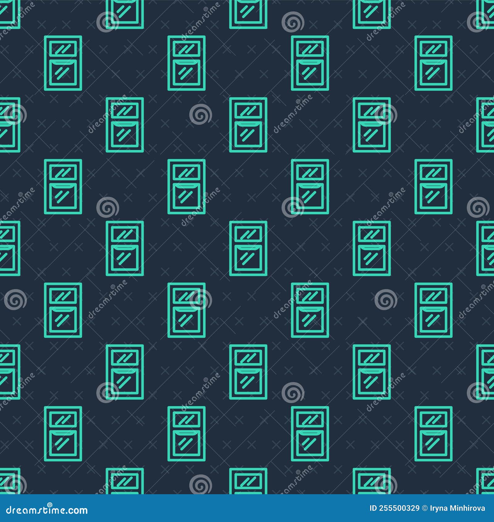 Green Line Window in Room Icon Isolated Seamless Pattern on Blue ...