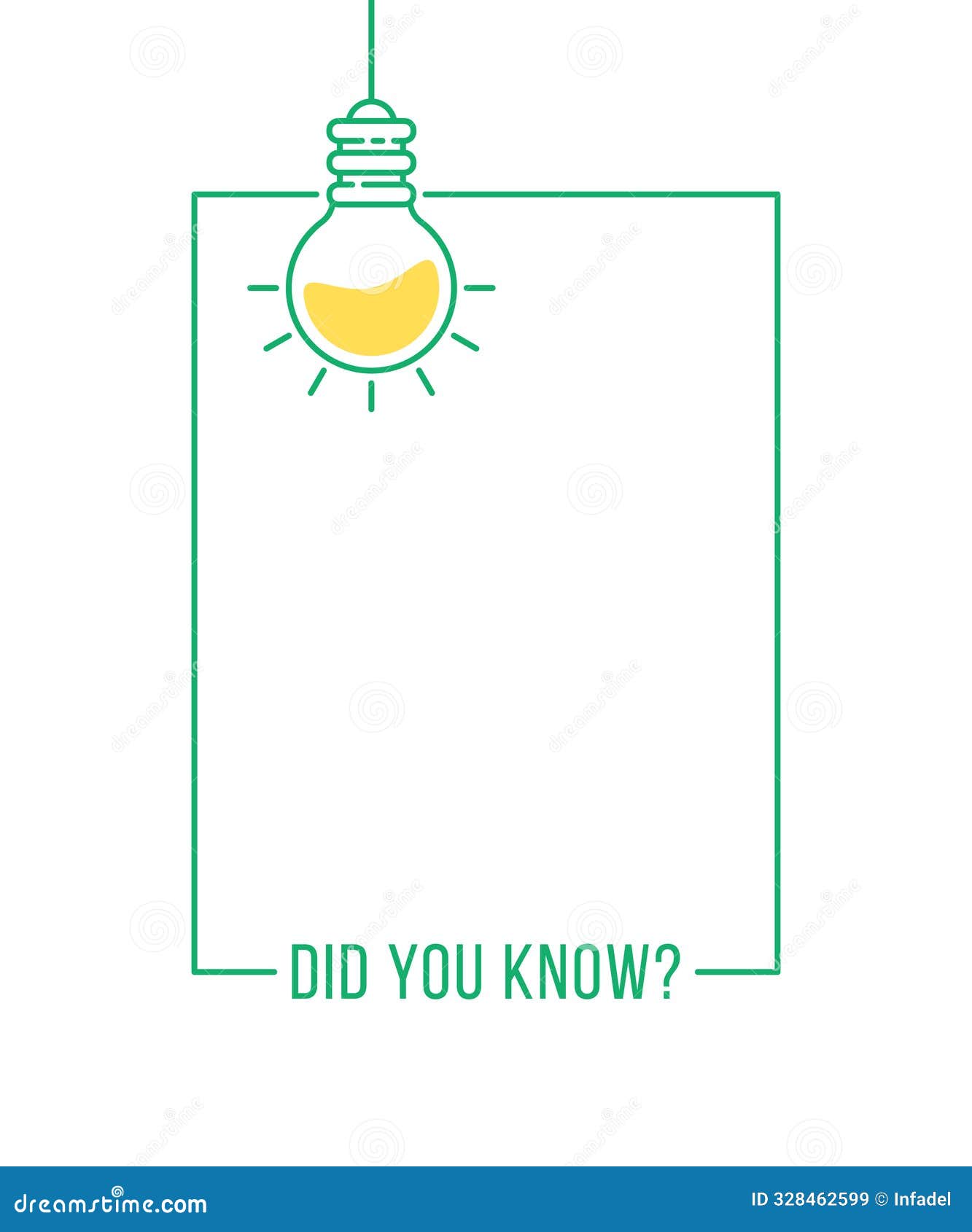 Did You Know In Frame. Icon Of Question In Box With Bulb. Fun Template ...