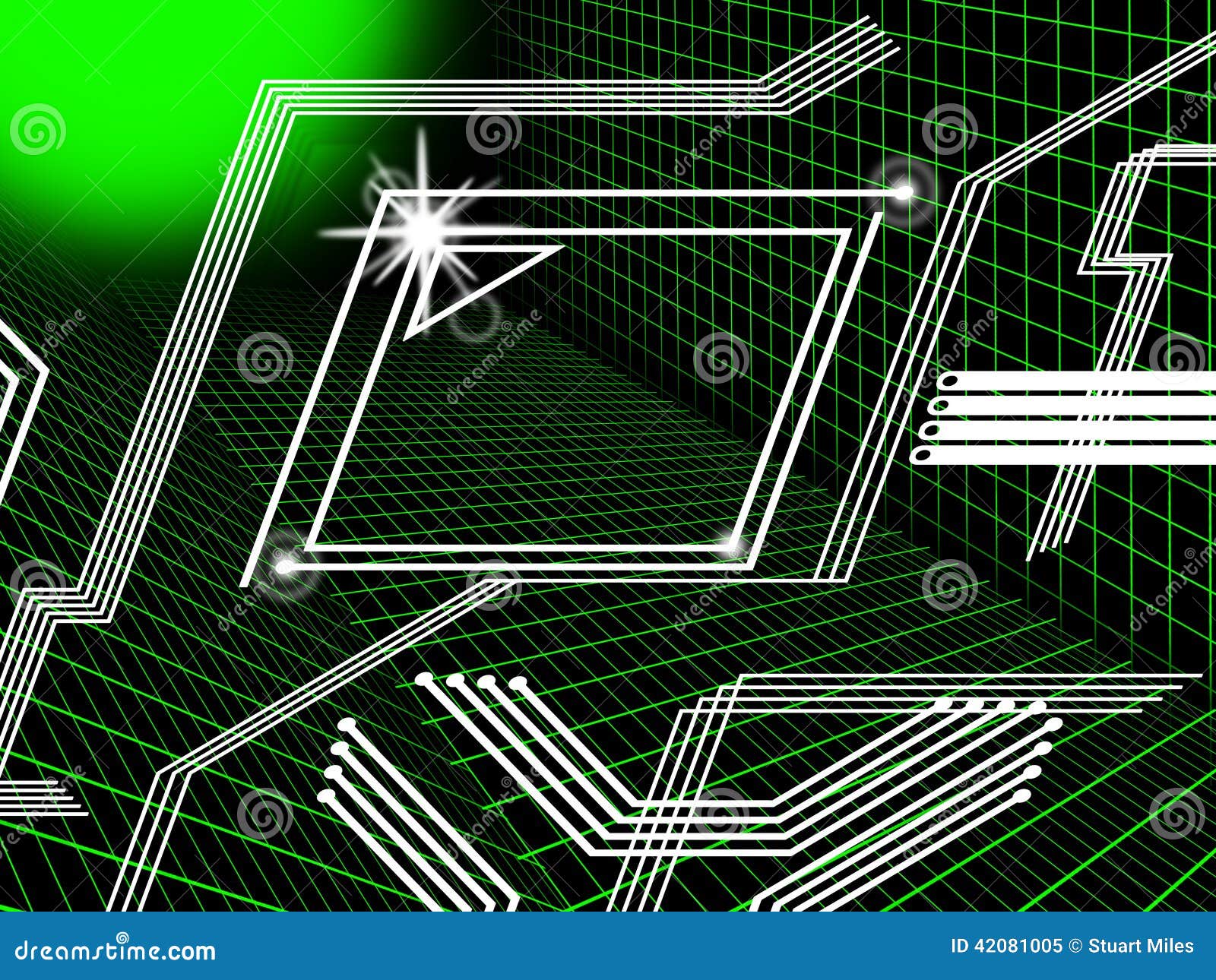 Green Lines Background Means Tech and Data Routes Stock Illustration ...
