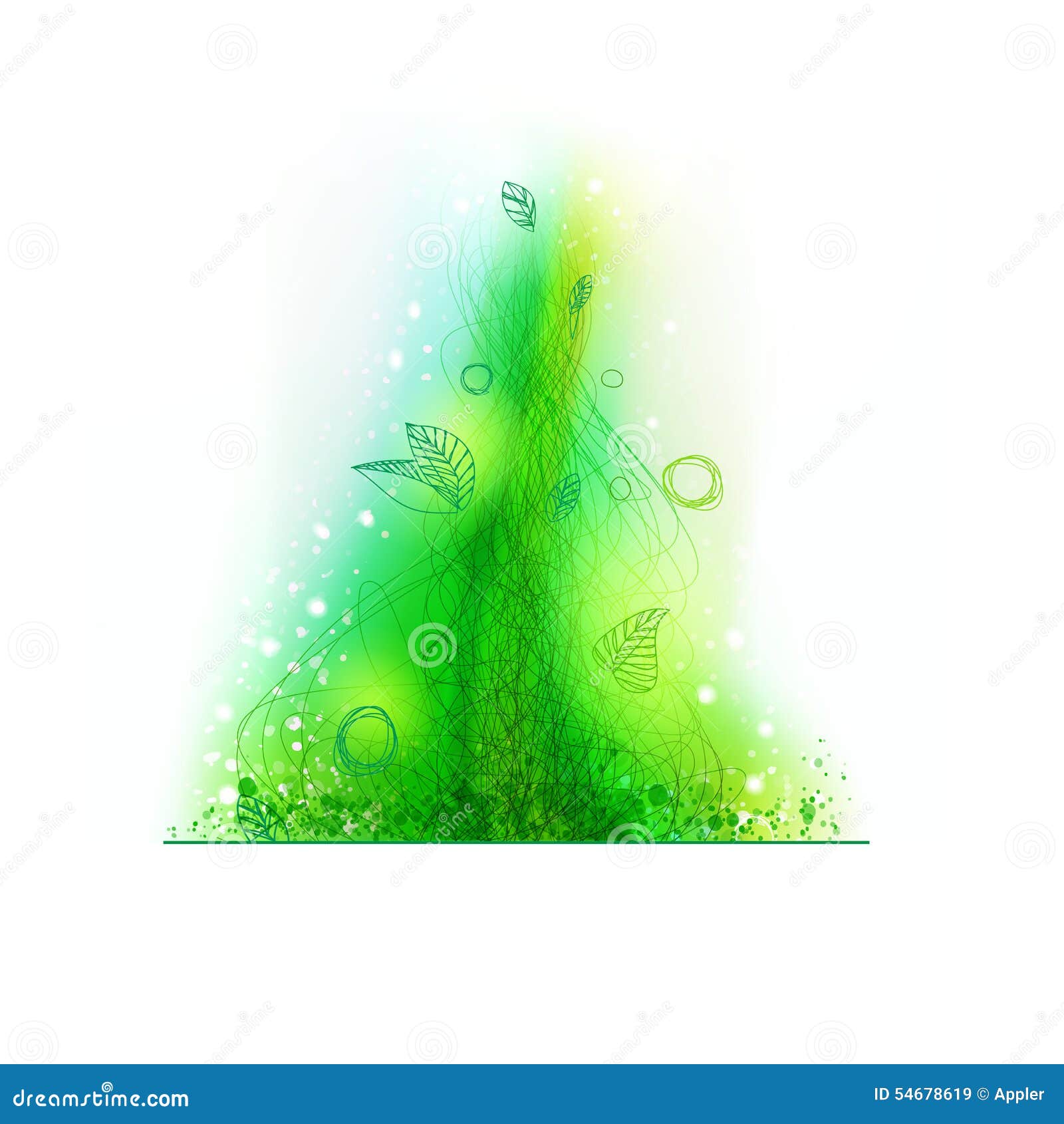 Green Lines Drawing Decorative Element Stock Vector - Illustration of ...