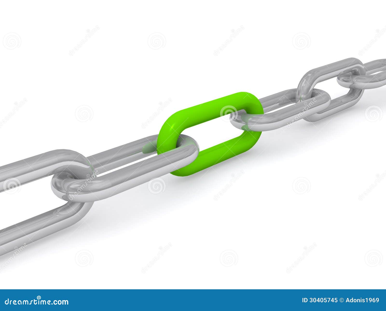 Green link in chain stock illustration. Illustration of differently ...