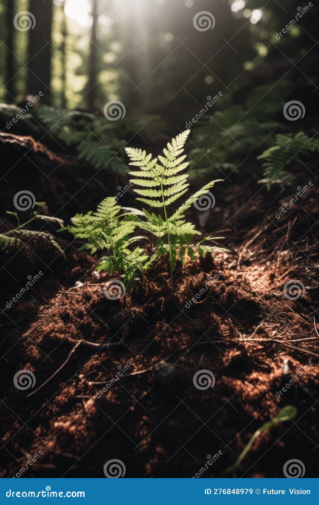 Green Little Fern in Forest, Created Using Generative Ai Technology ...