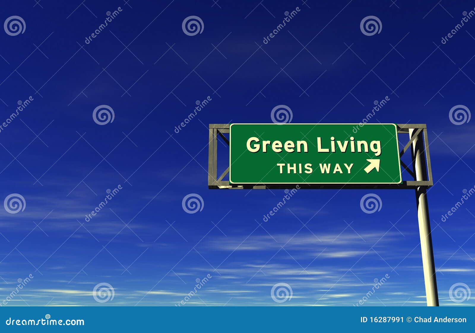 Green Living Freeway Sign stock illustration. Illustration of three ...