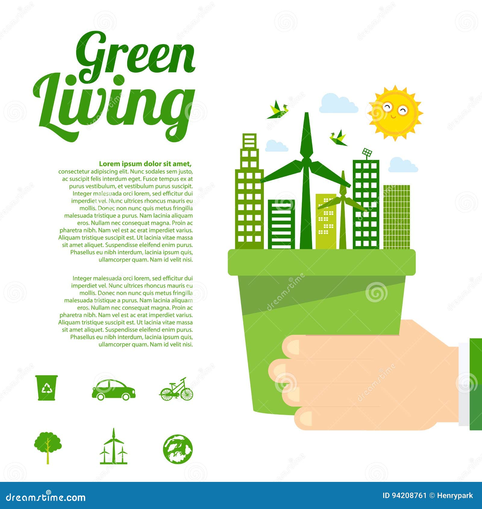 Green living infographic stock vector. Illustration of garbage - 94208761